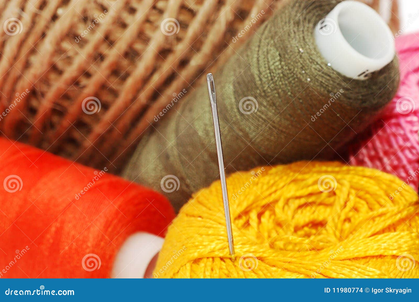 Threads and needle stock photo. Image of business, close - 11980774
