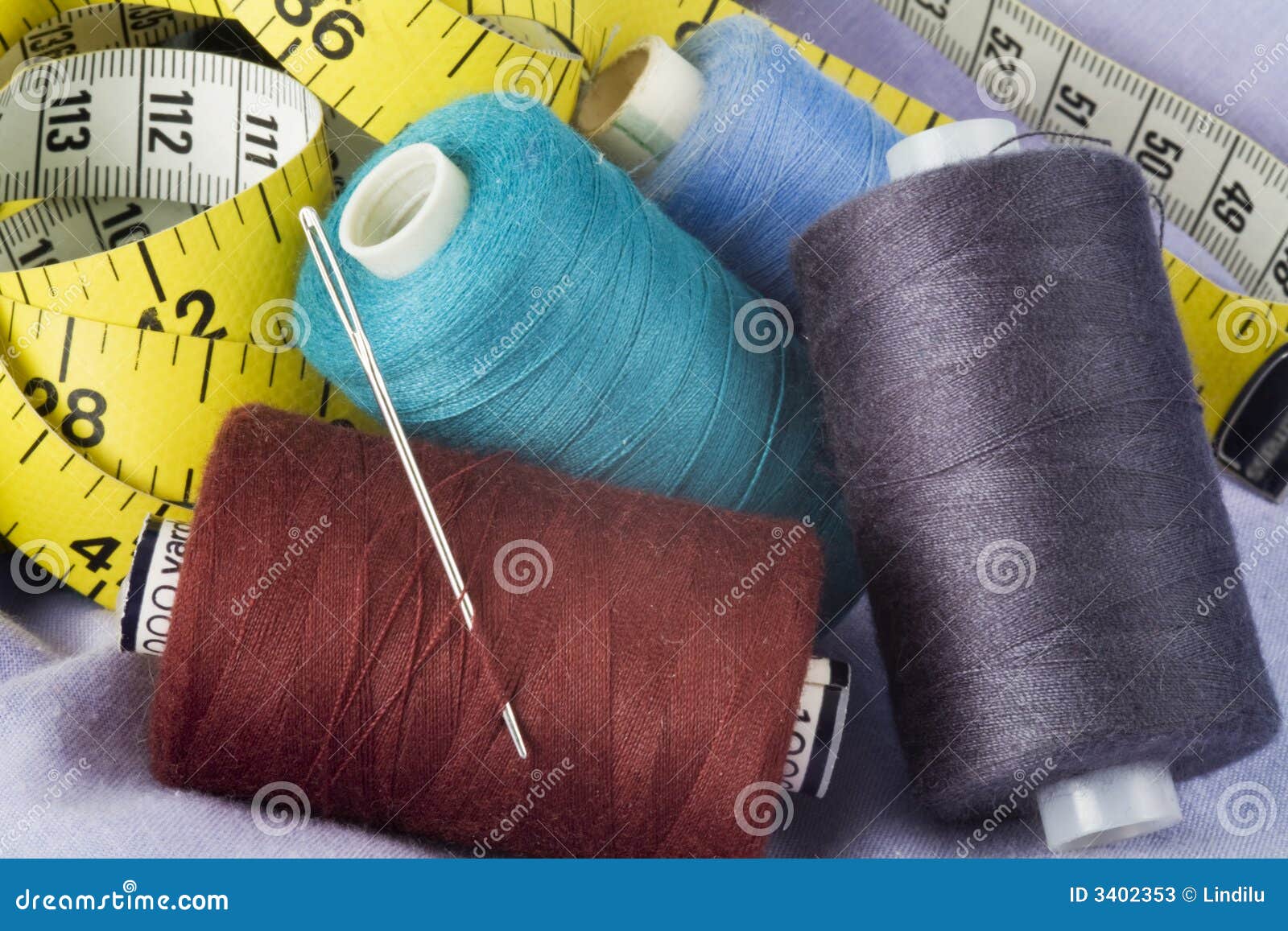 Threads with needle stock image. Image of hobby, material - 3402353
