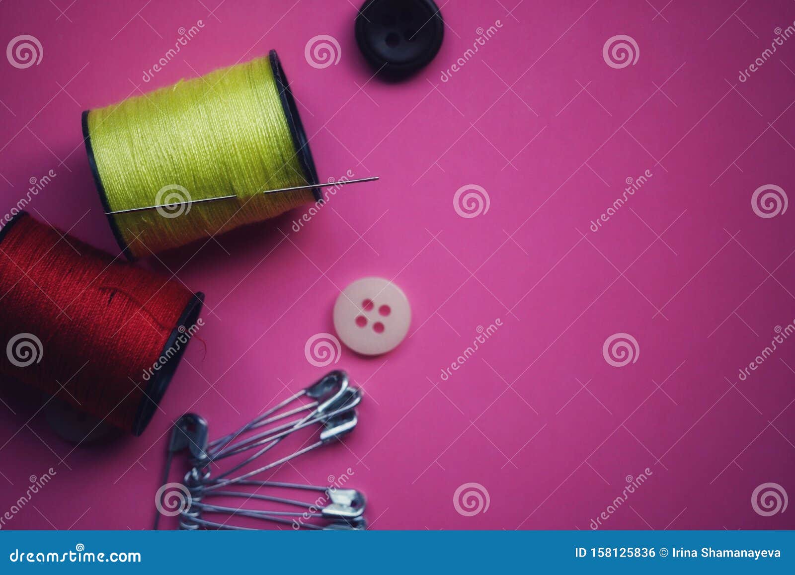 Threads and Needles on the Background with Patterns, Accessories for ...