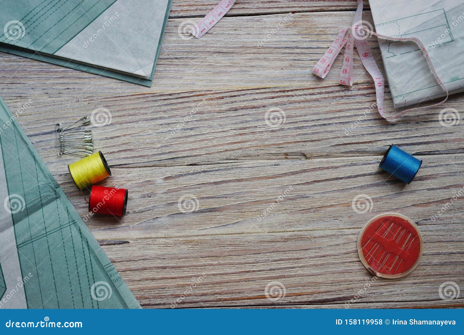Threads and Needles on the Background with Patterns, Accessories for ...