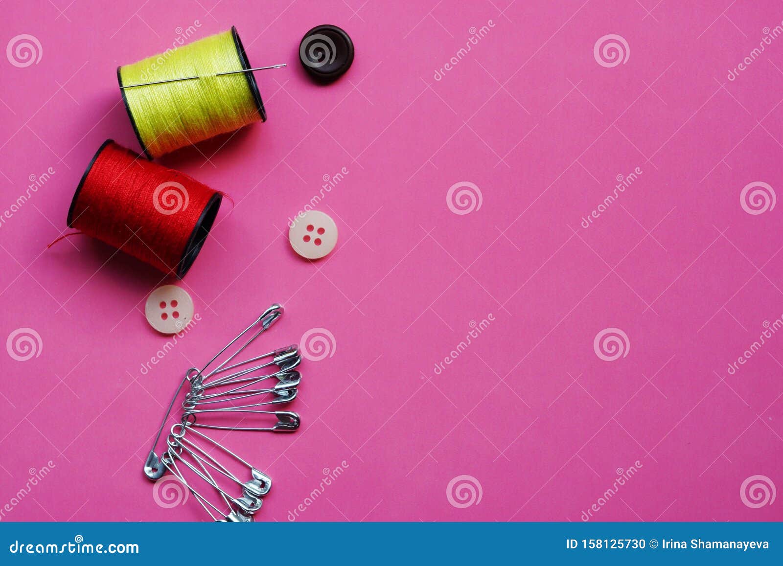 Threads and Needles on the Background with Patterns, Accessories for ...