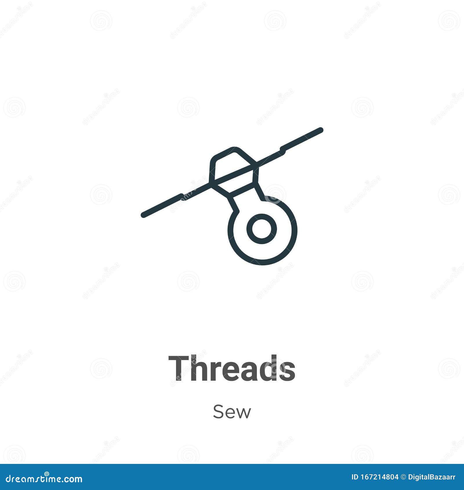 Threads Outline Vector Icon. Thin Line Black Threads Icon, Flat Vector ...