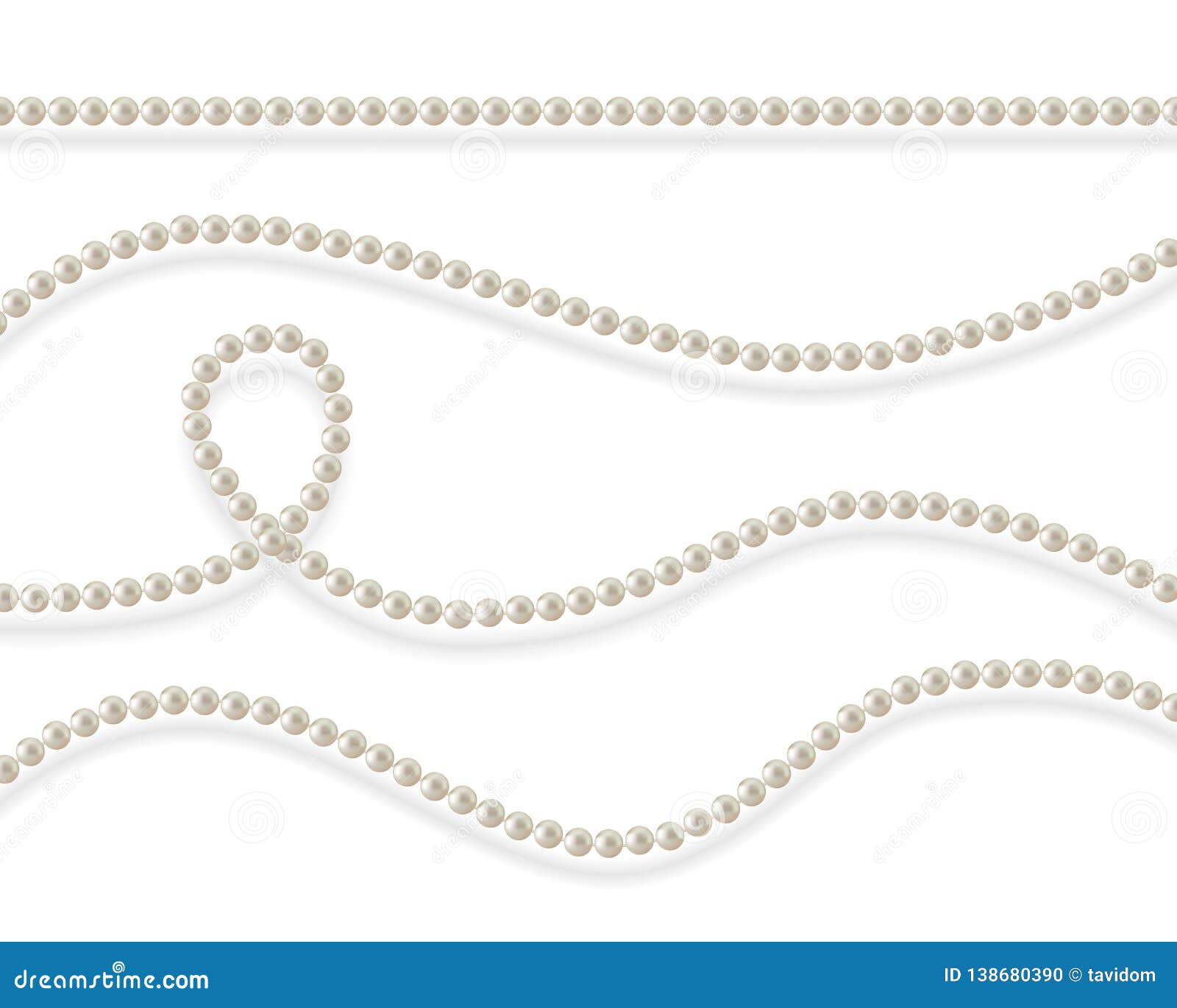 Threads of Pearls. Beads. Jewelry. Beautiful Vector Background. Stock ...