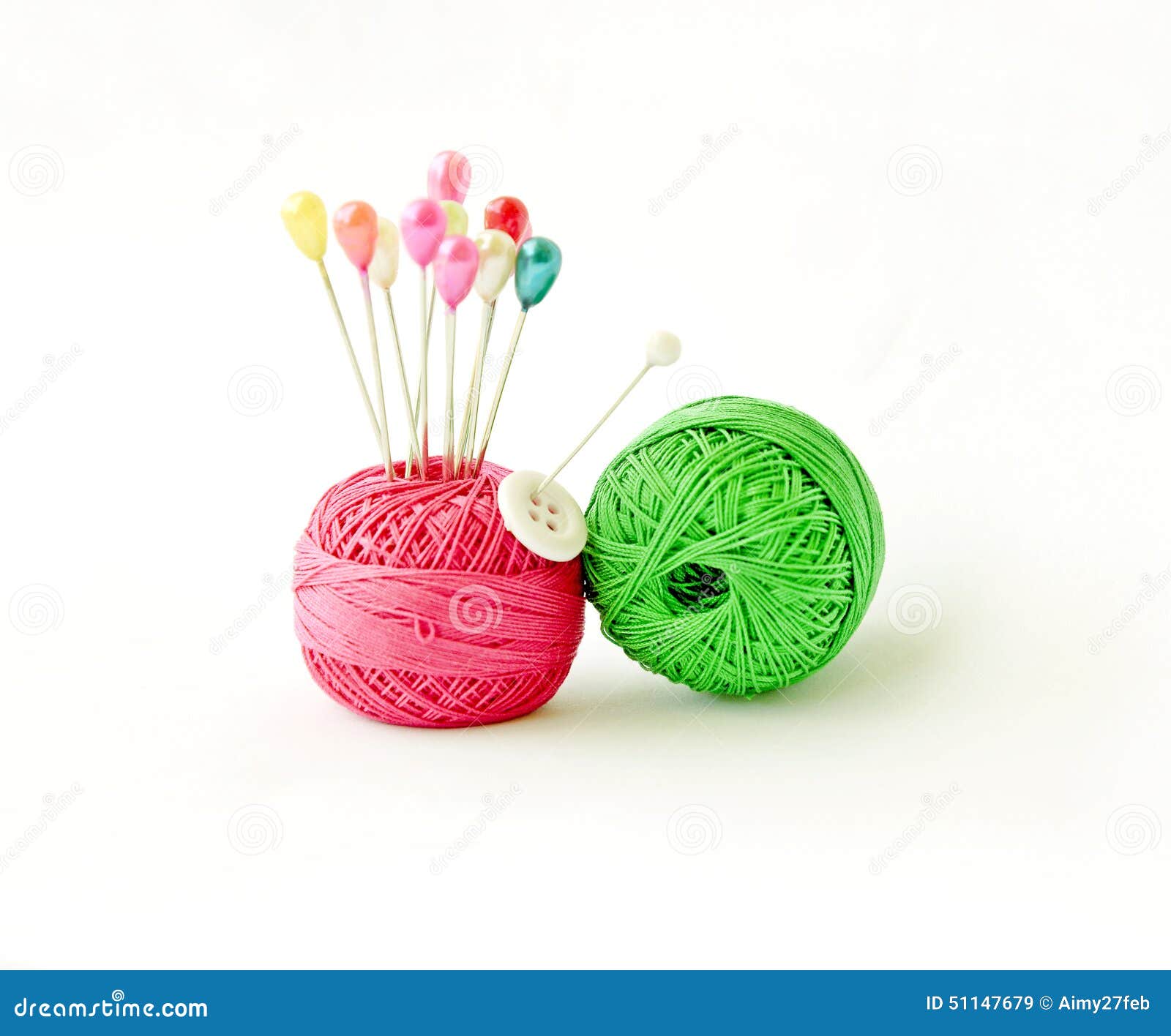 Threads and Pin on a White Background Stock Image - Image of material ...