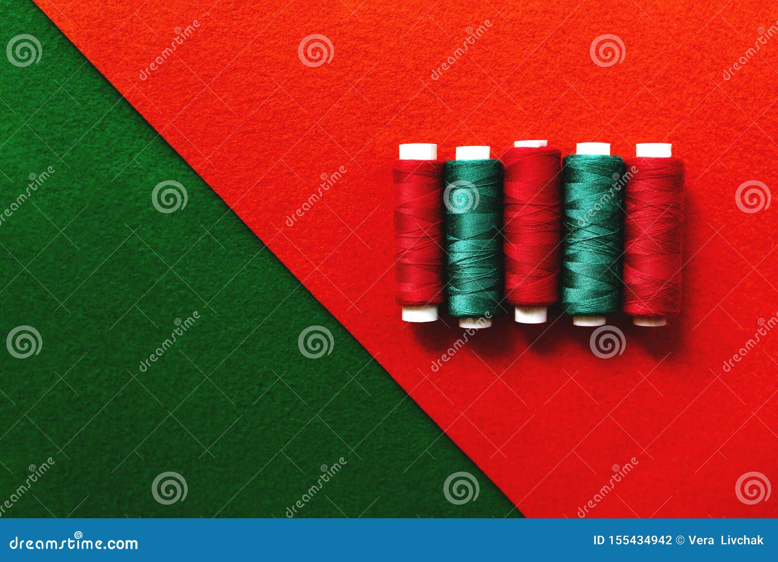 Threads on Red and Green Background. Stock Photo - Image of design ...