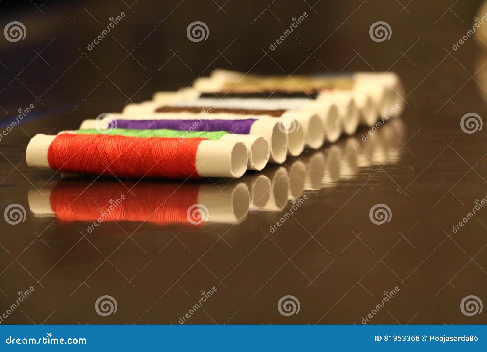 Threads Roll and Reflection Stock Photo - Image of roll, material: 81353366