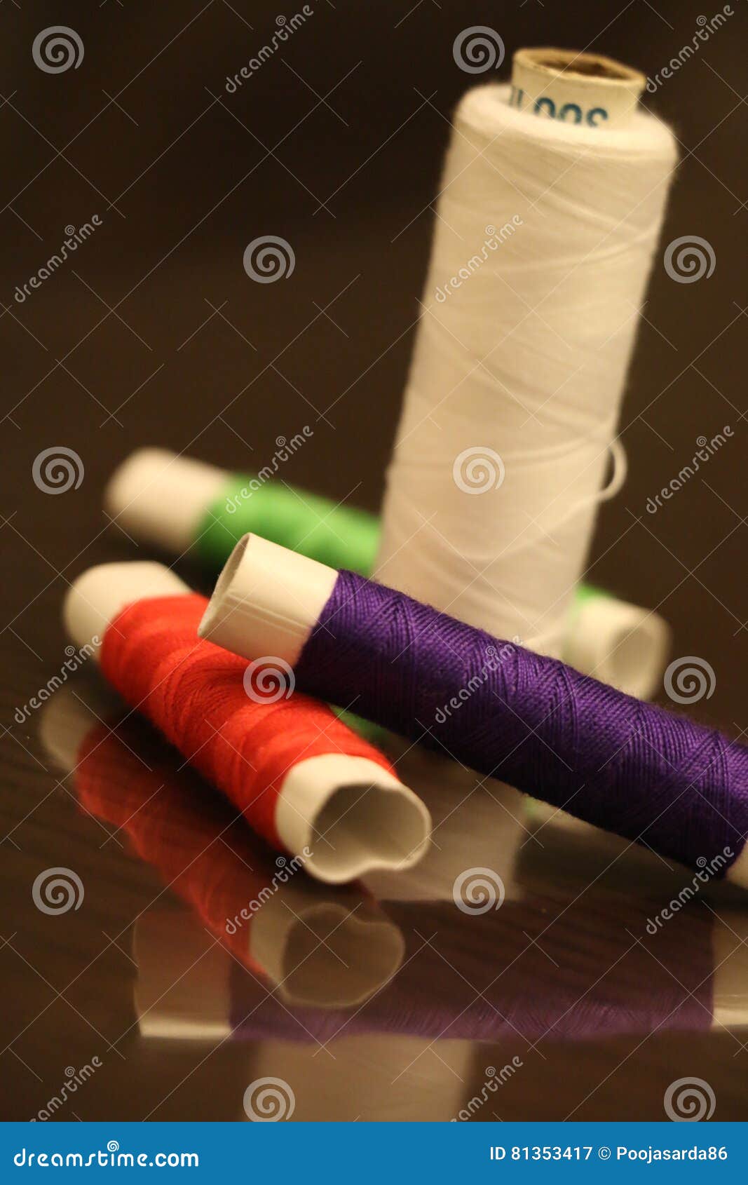 Threads Roll and Reflection Stock Image - Image of colored, plastic ...
