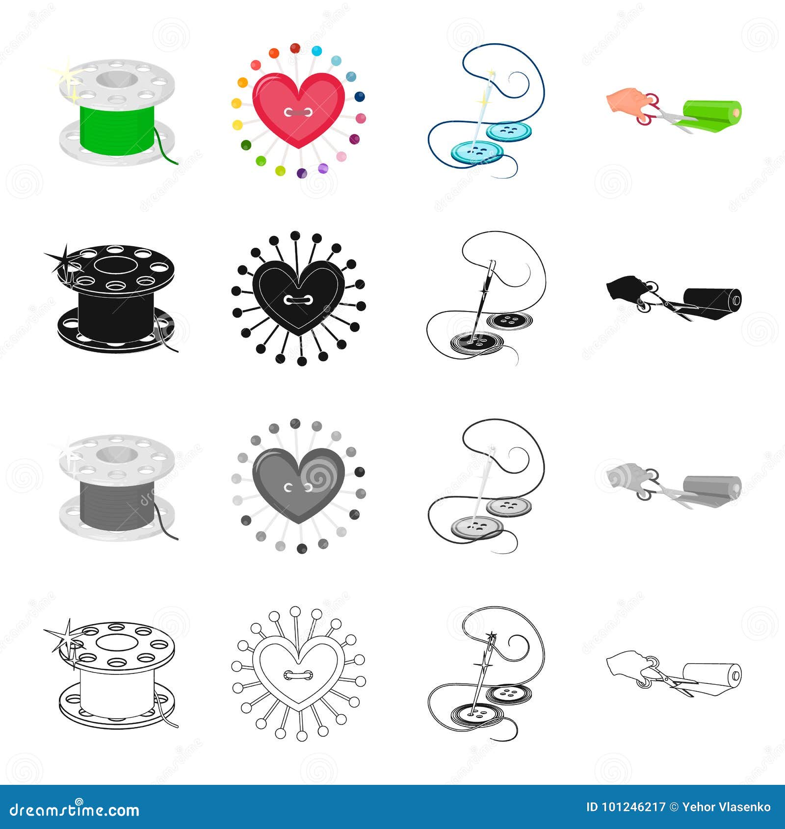 Threads for sewing stock vector. Illustration of accessories - 101246217
