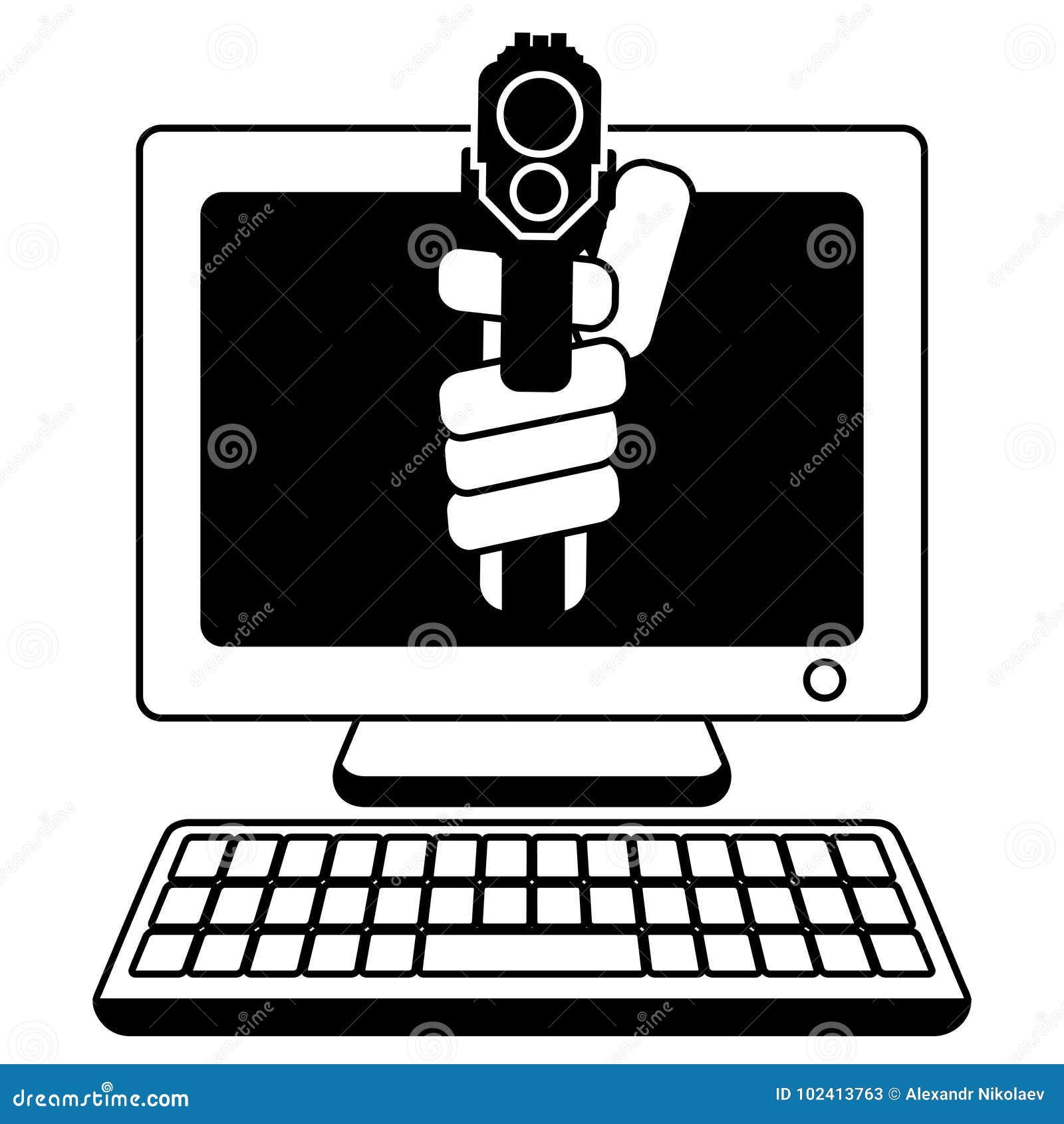 Threat from Computer Internet Hackers Web Robbery a Gun Aimed at You ...
