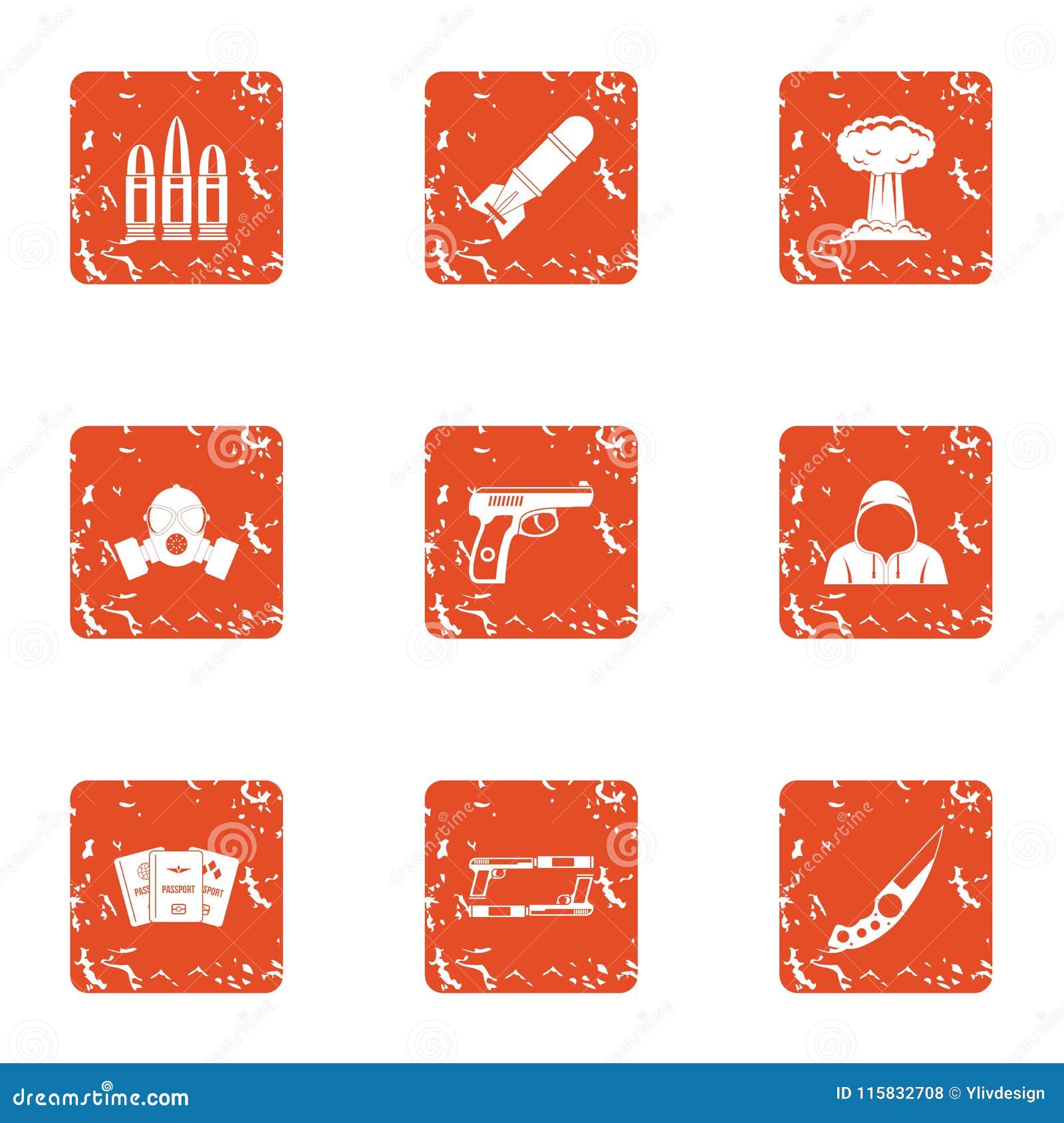Threat Icons Set, Grunge Style Stock Vector - Illustration of ...
