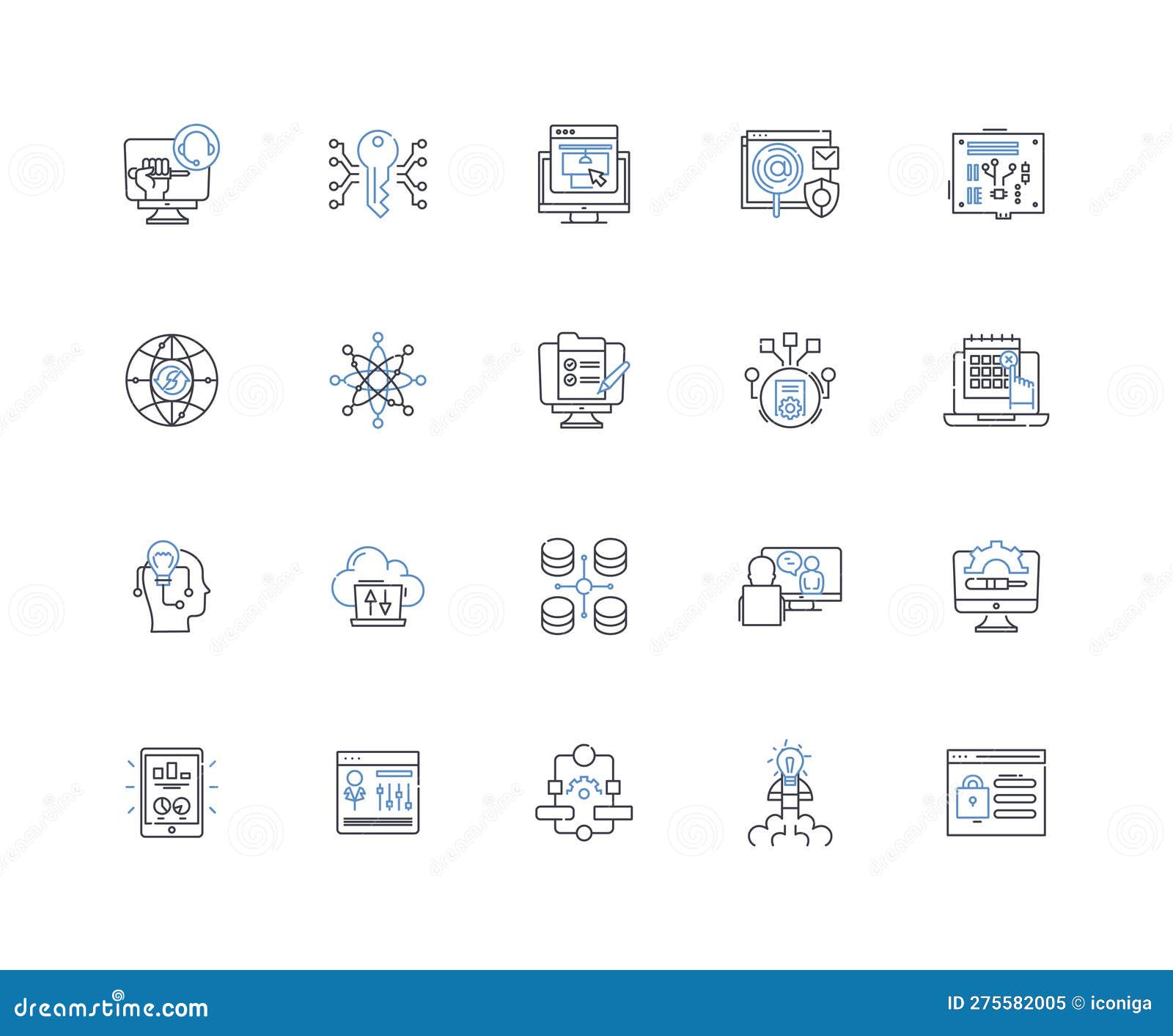 Threat Management Line Icons Collection. Risk, Security, Vulnerability ...