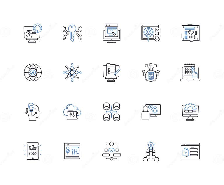 Threat Management Line Icons Collection. Risk, Security, Vulnerability ...