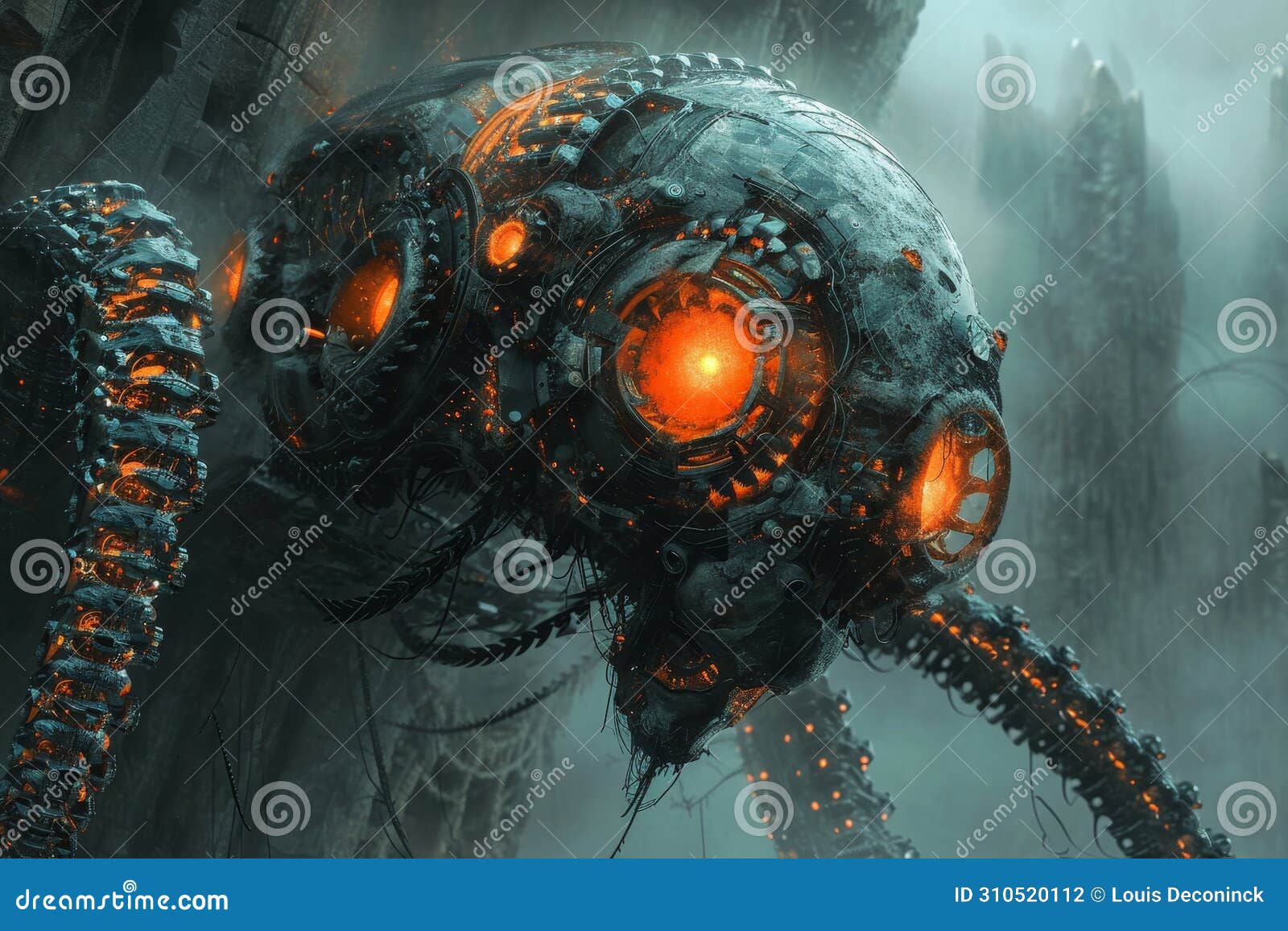 Threatening Biomechanical Entities Confrontation Stock Photo - Image of ...