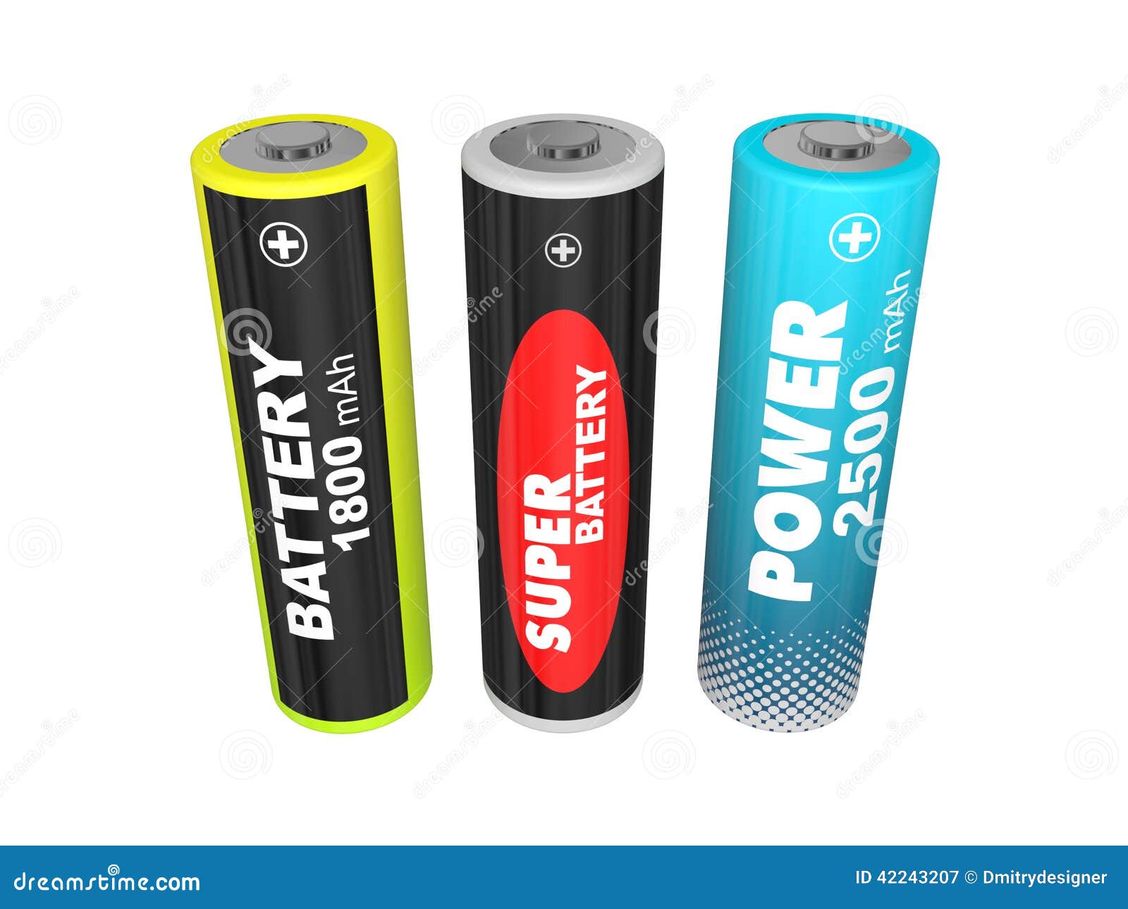 Three AA batteries stock illustration. Illustration of white - 42243207