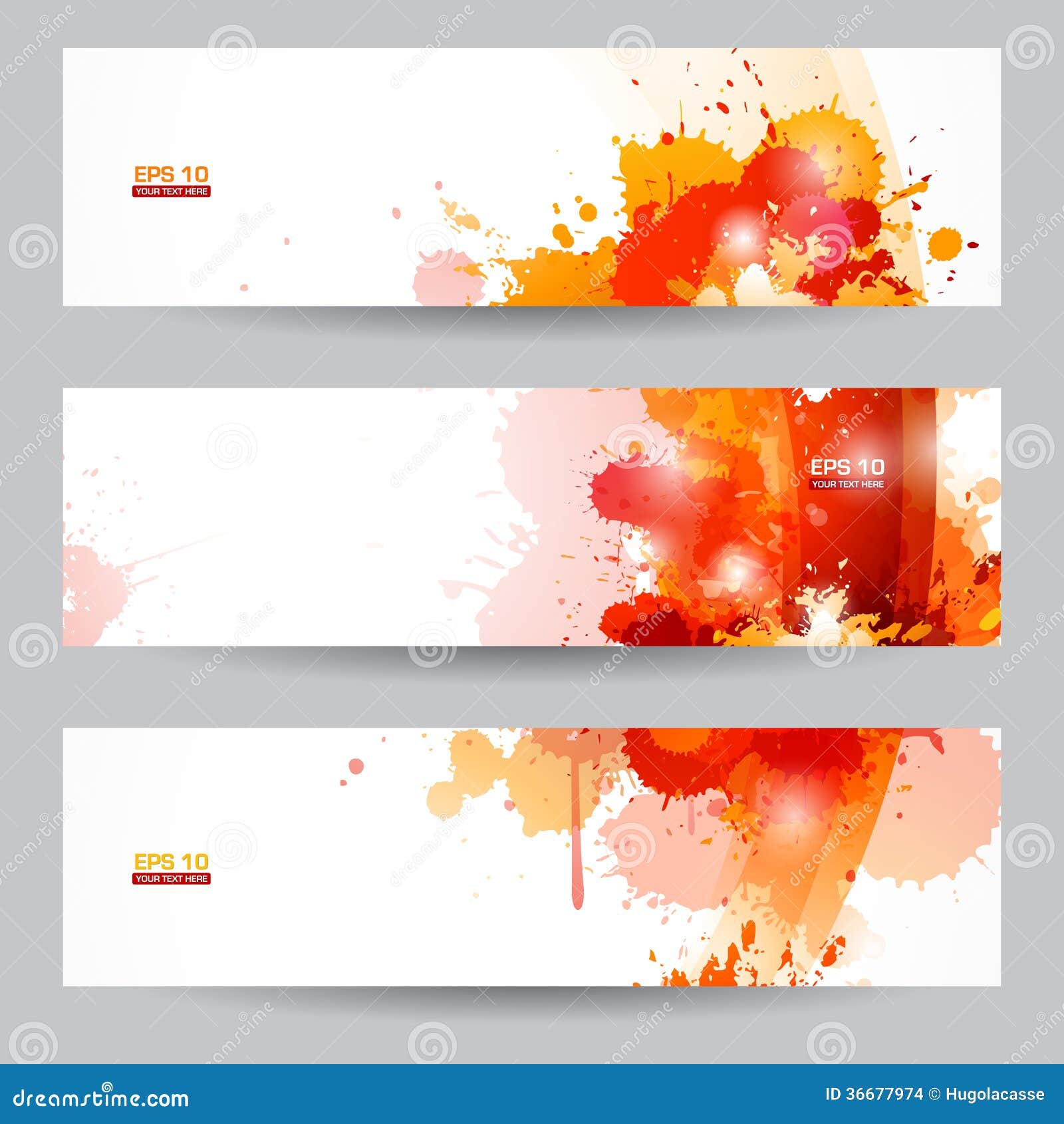 Three Abstract Artistic Headers with Paint Splats Stock Illustration ...