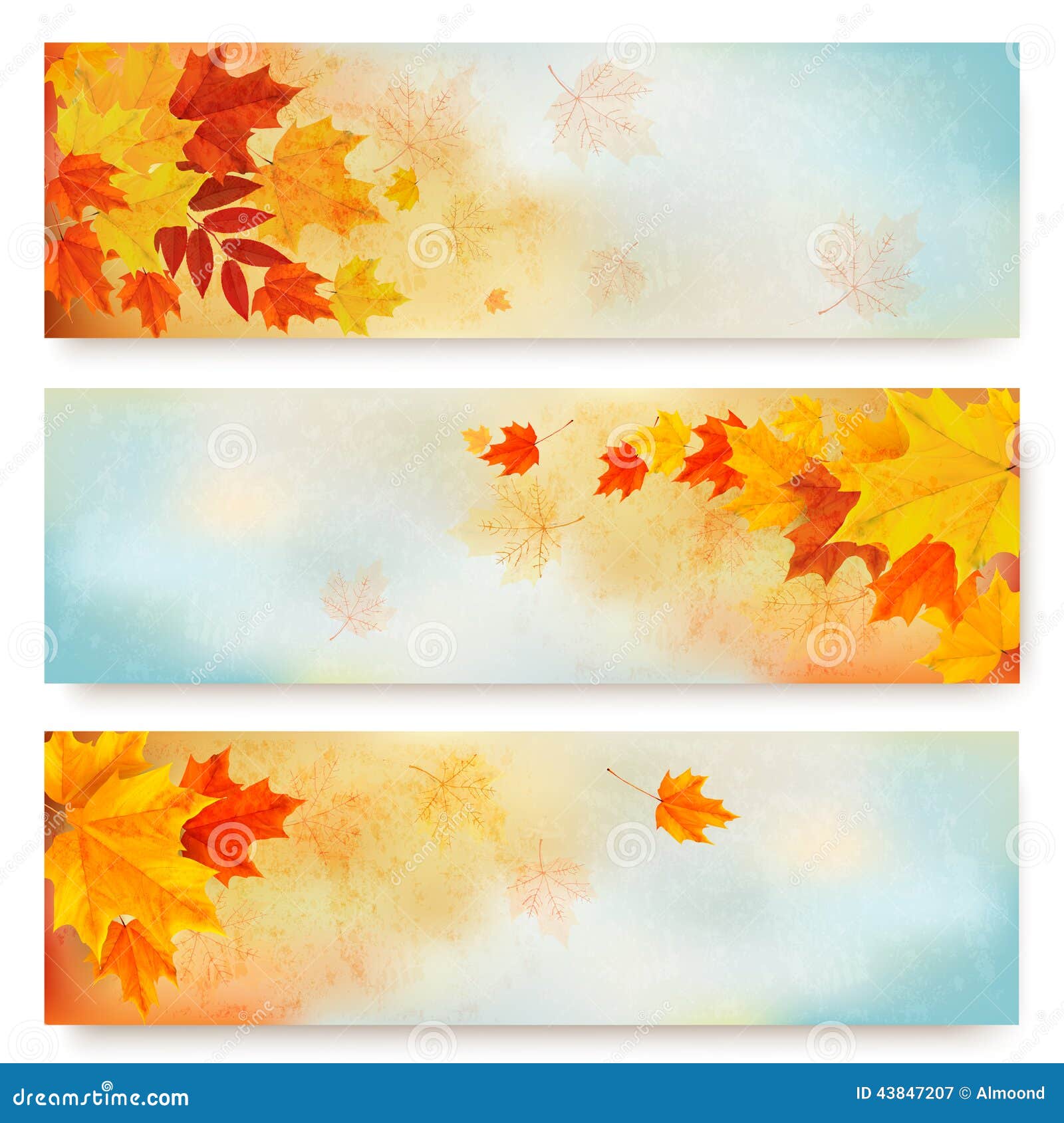 Three Abstract Autumn Banners with Color Leaves. Stock Vector ...