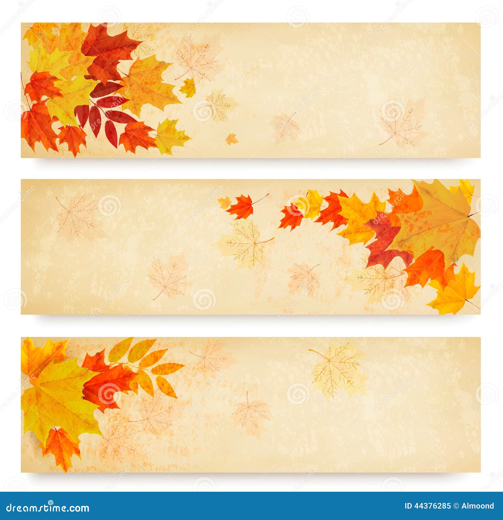 Three Abstract Autumn Banners with Color Leaves. Stock Vector ...