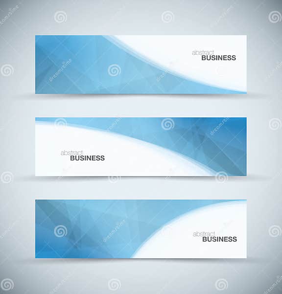 Three Abstract Blue Business Header Banners Stock Illustration ...