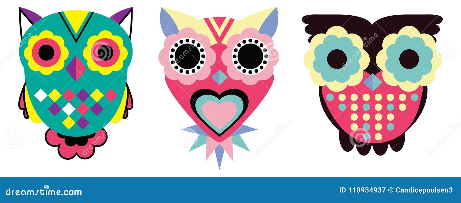 Abstract geometric owls stock vector. Illustration of three - 110934937