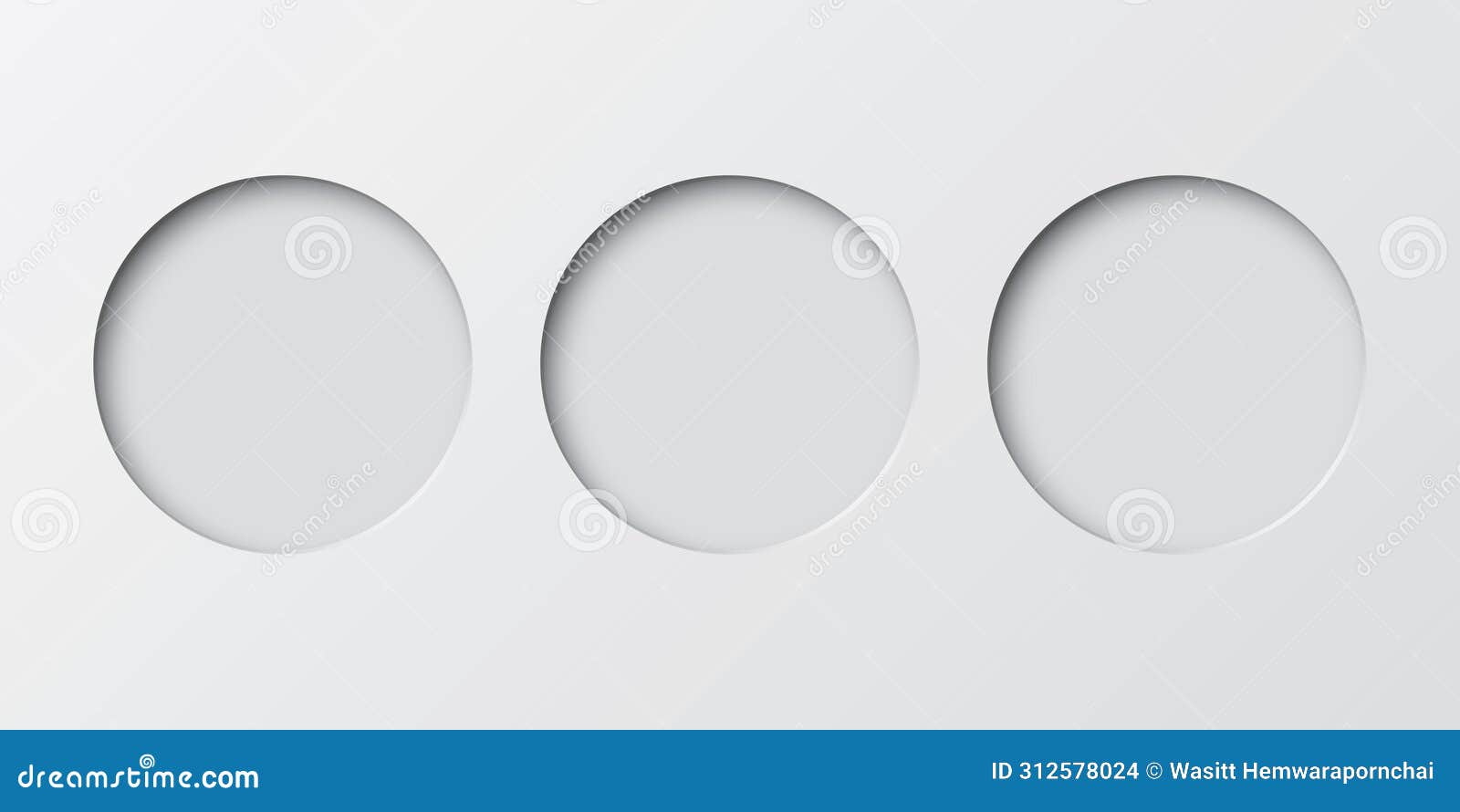 Three of Abstract 3 Dimension Circle Frame Paper Cut on White ...