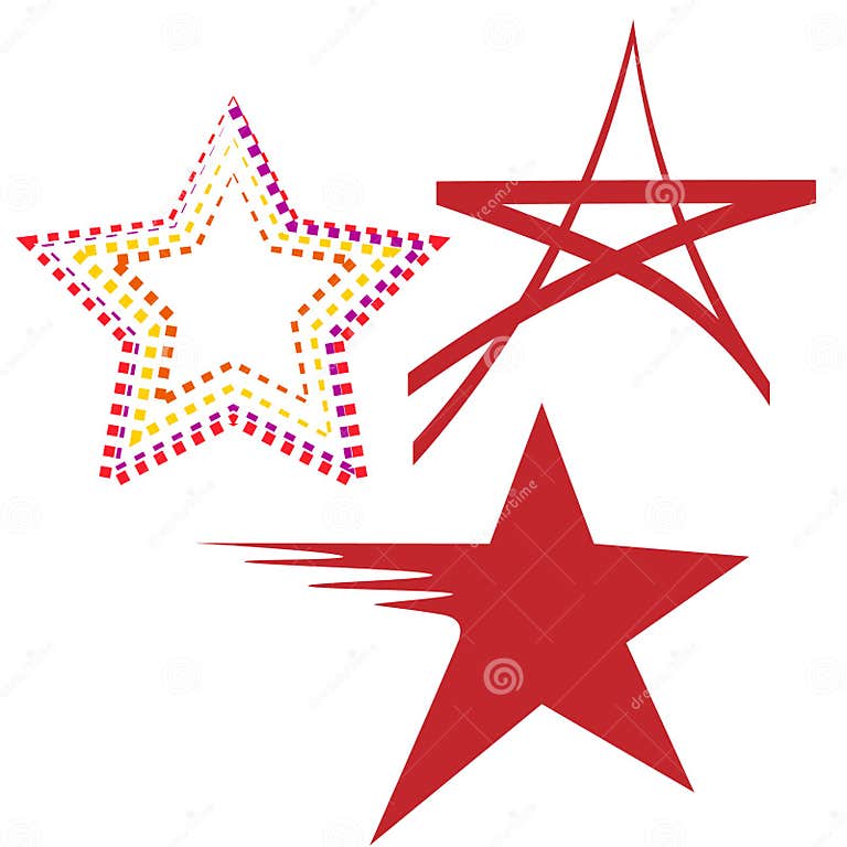 Three Abstract Five-pointed Stars on a White Background Stock ...