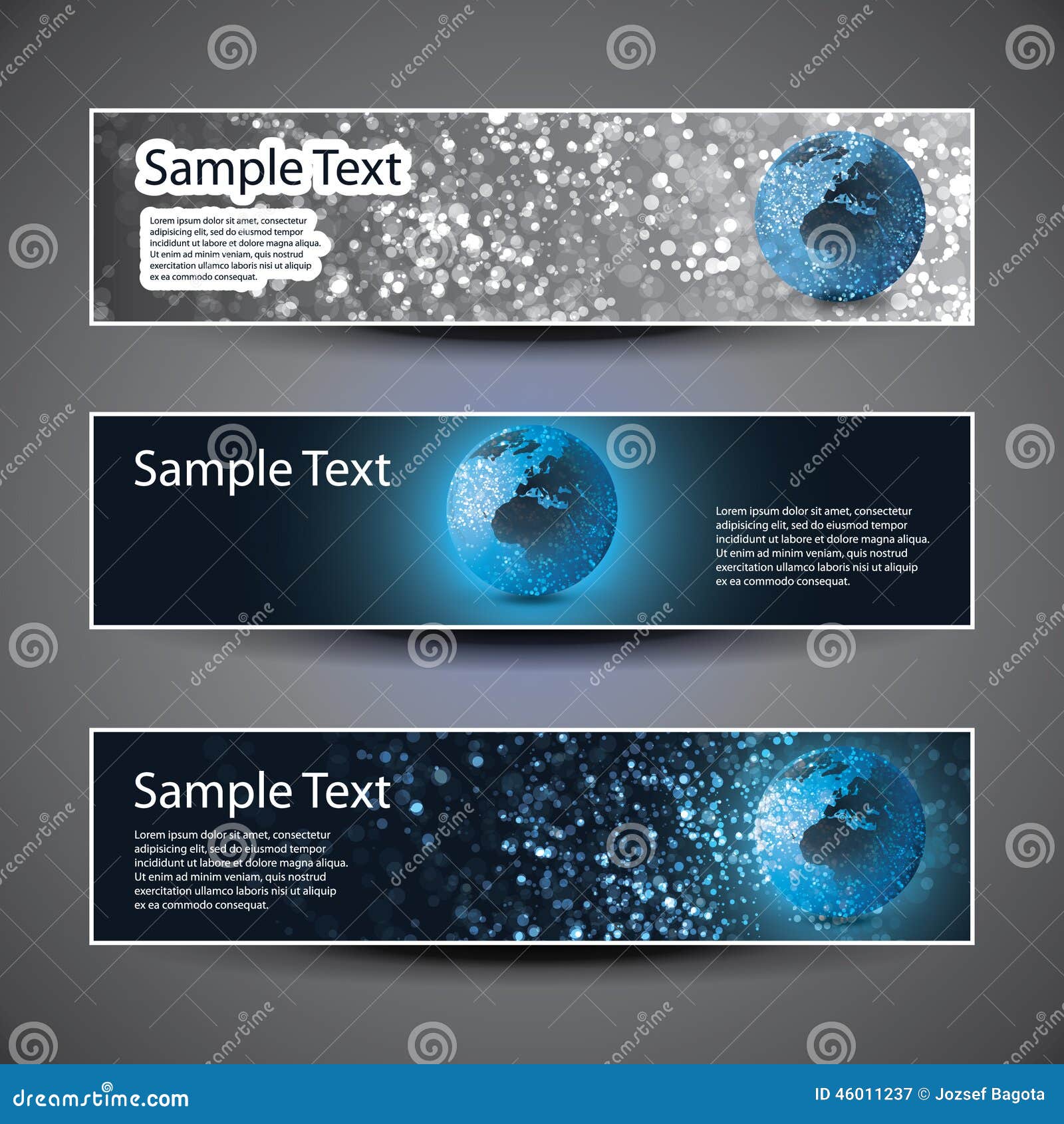 Three Abstract Header Designs Stock Vector - Illustration of editable ...