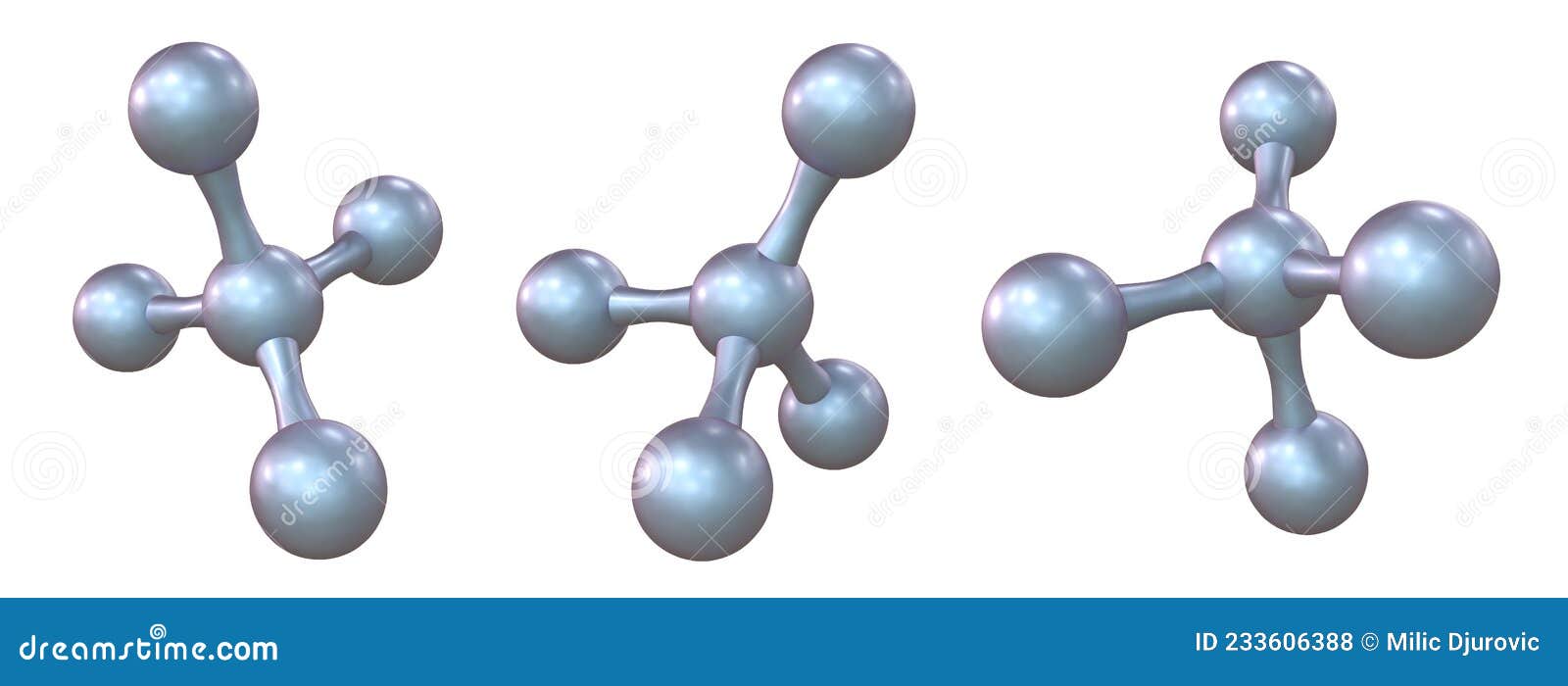 Three Abstract Molecules 3D Stock Illustration - Illustration of atomic ...