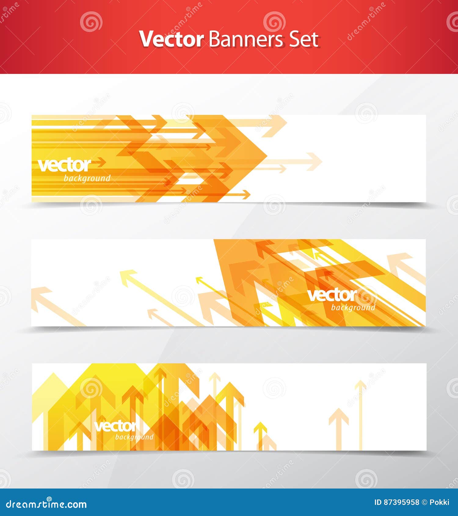 Three Abstract Orange Arrows Background Banners. Stock Vector ...
