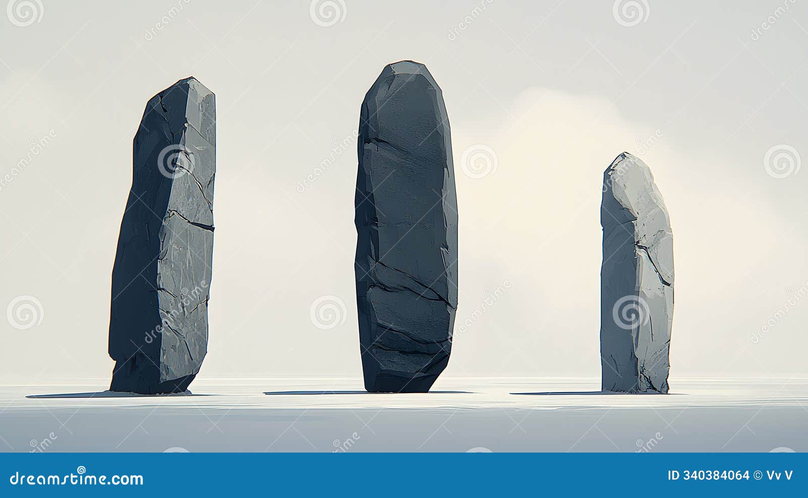 Three Abstract Stone Formations in a Minimalist Setting Stock Photo ...