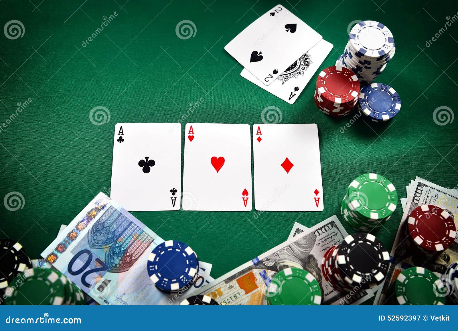 Three aces stock image. Image of gambling, chance, addiction - 52592397