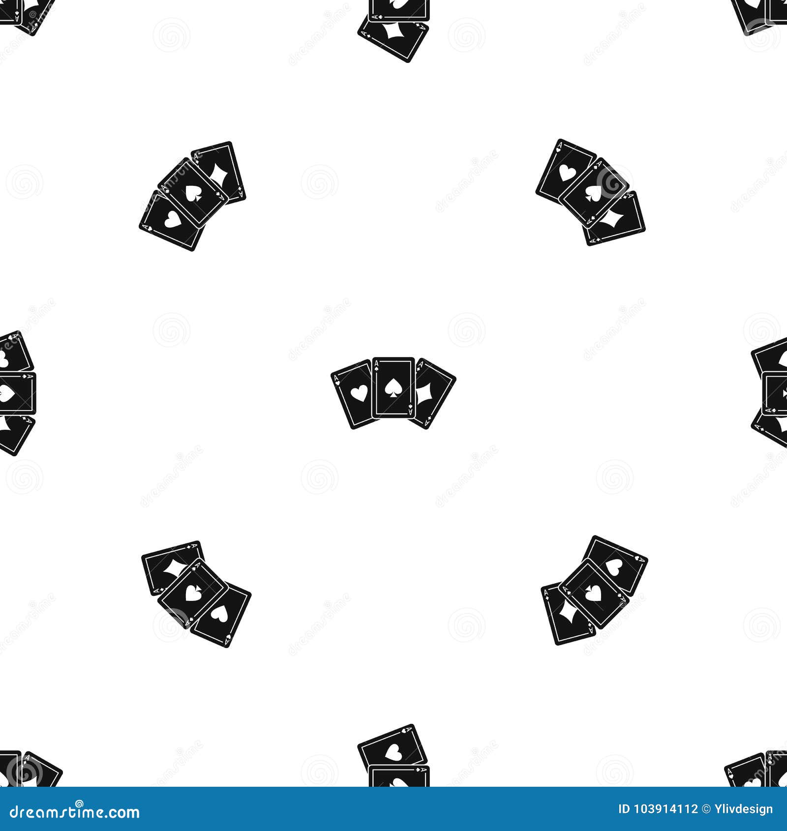 Three Aces Playing Cards Pattern Seamless Black Stock Vector ...