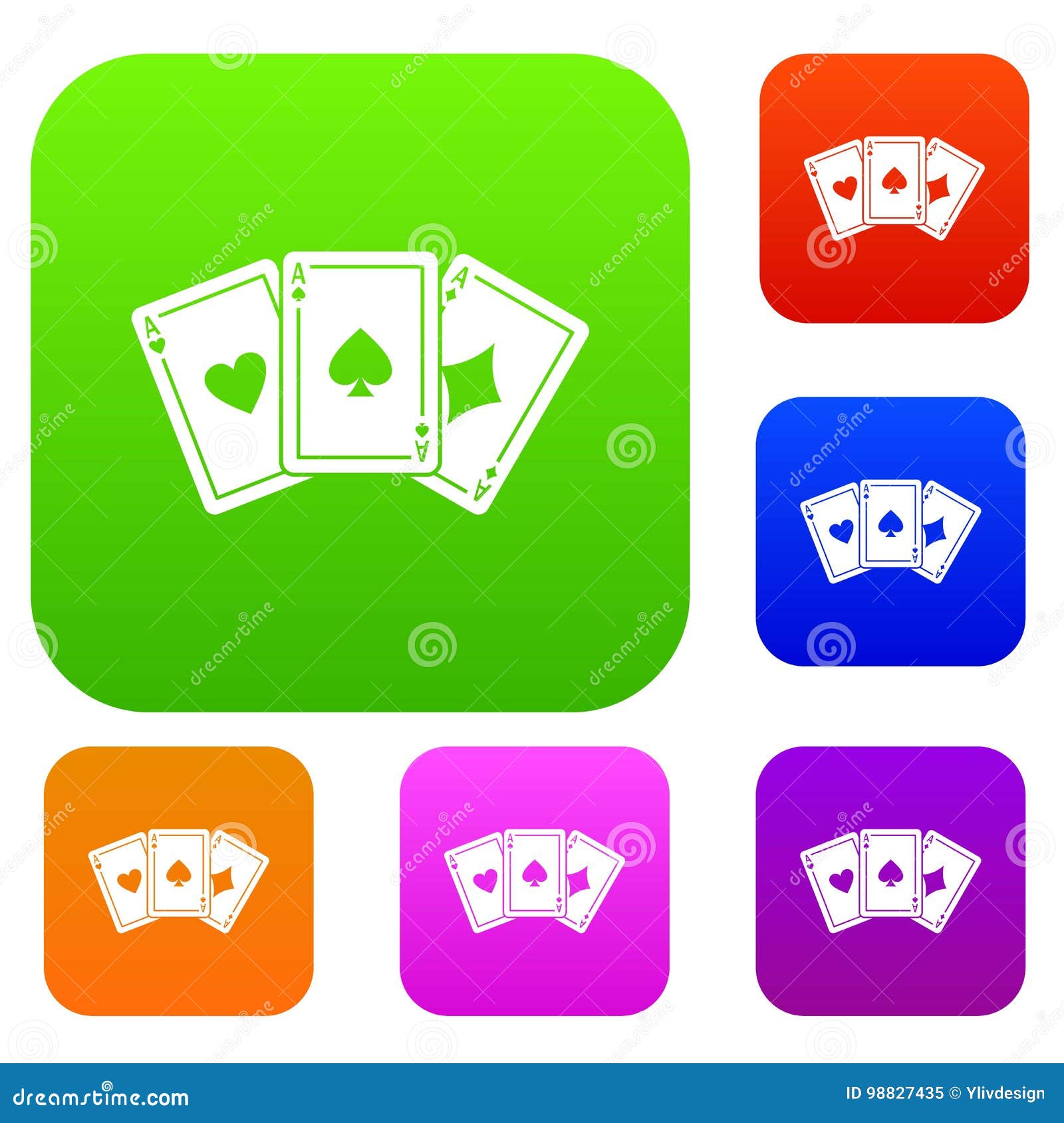 Three Aces Playing Cards Set Collection Stock Vector - Illustration of ...