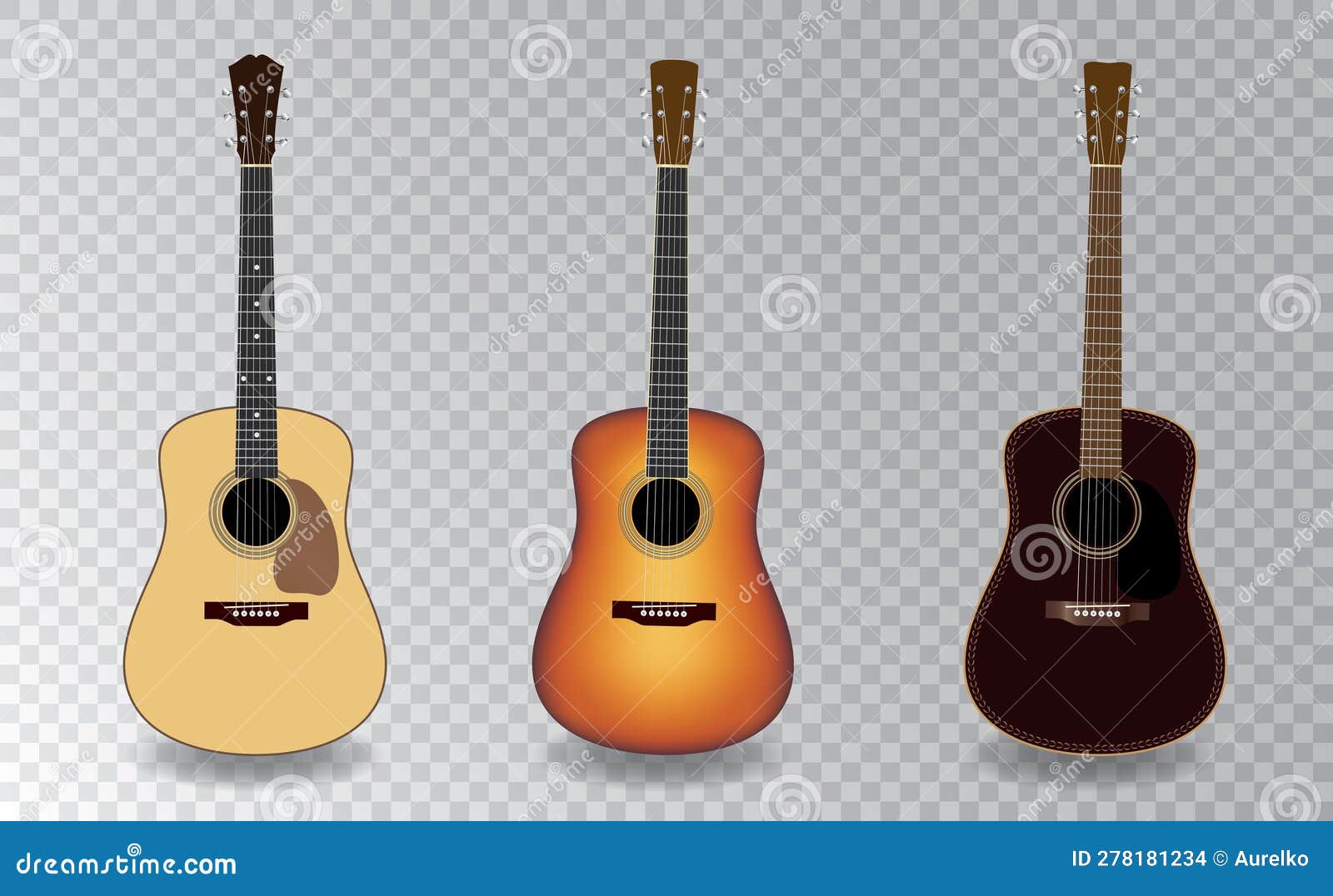 Three acoustic stock vector. Illustration of wooden - 278181234