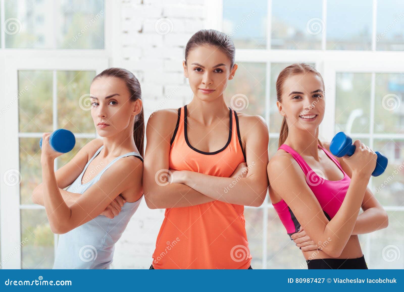 Three Active Women Posing after Workout Stock Image - Image of harmony ...