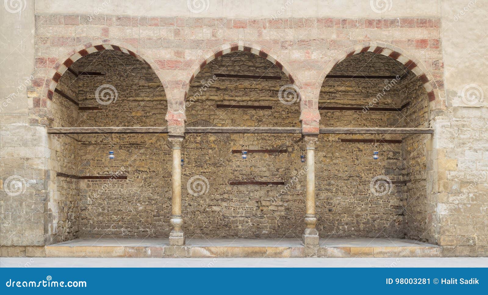 Three Adjacent Arches on Stone Wall Stock Image - Image of arch, bricks ...