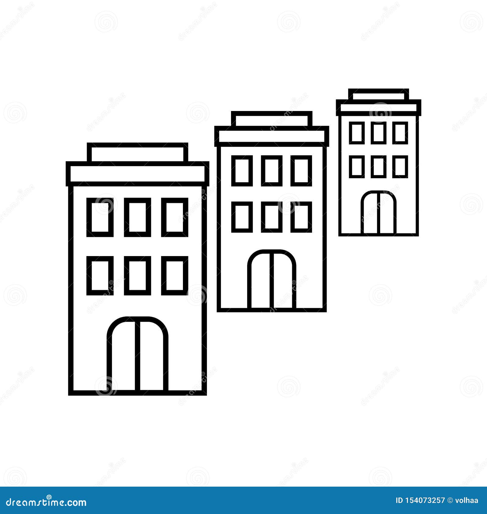 Three Administration Buildings Icons Stock Vector - Illustration of ...