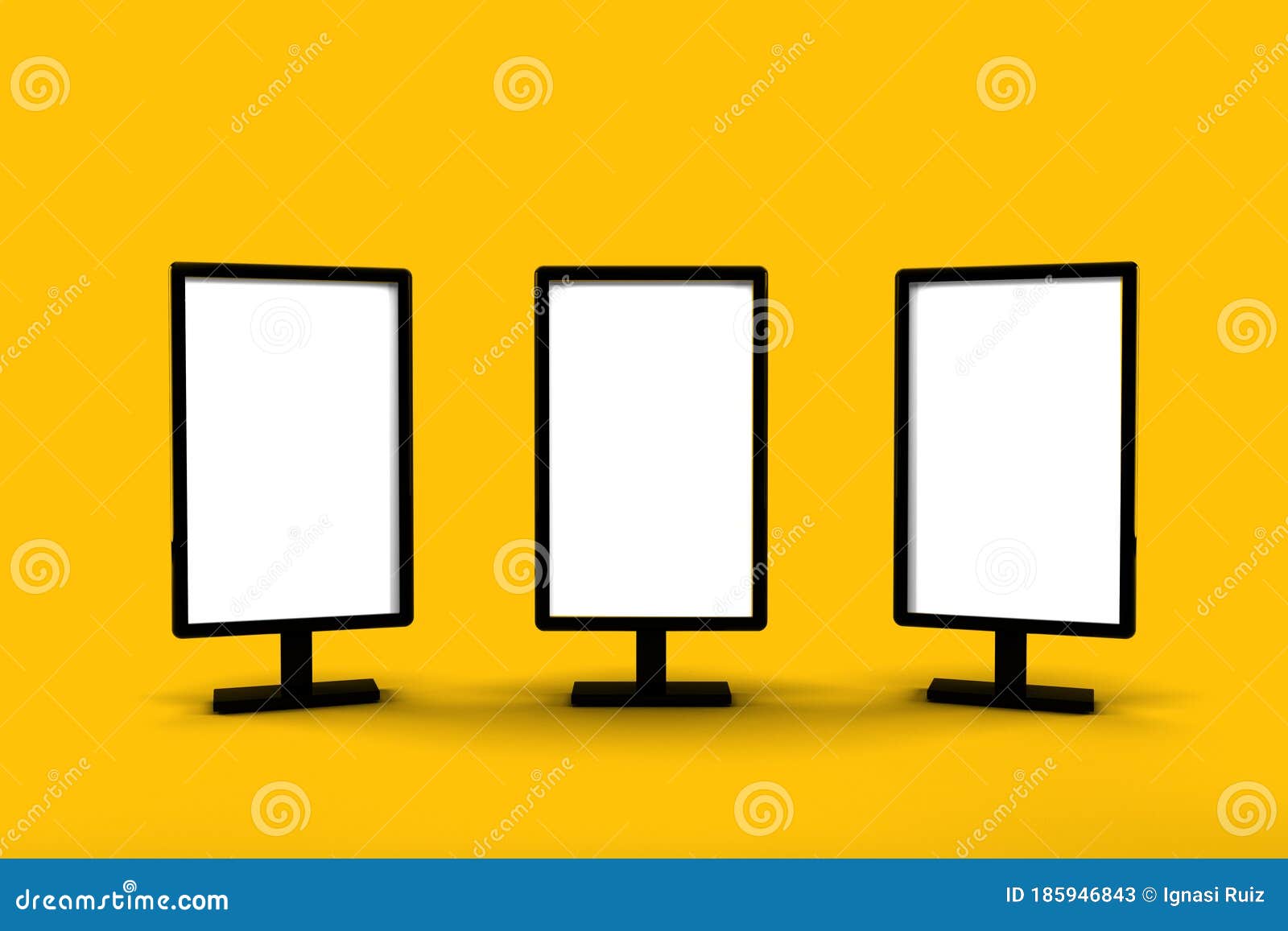 Three Advertising Billboards 3d Rendering. 3d Illustration Stock ...