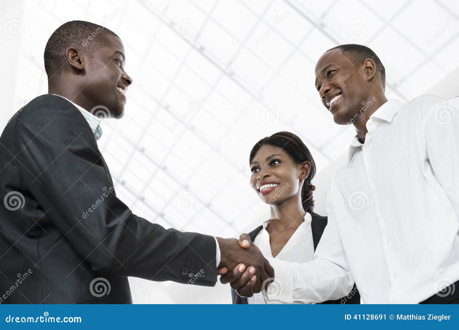 Three African Business People Handshake Stock Photo - Image: 41128691