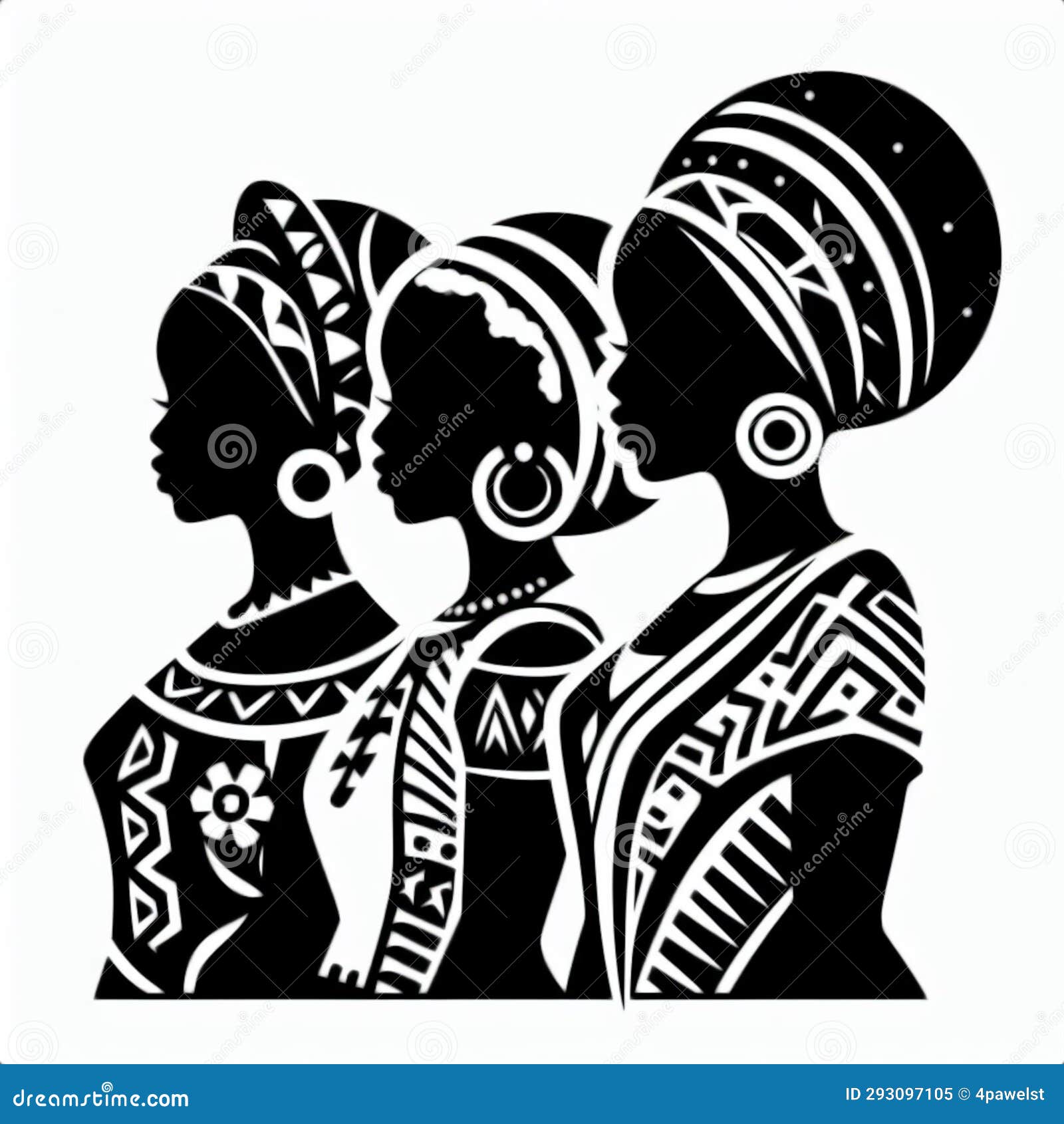 Three African Women In Traditional Clothing Stock Illustration