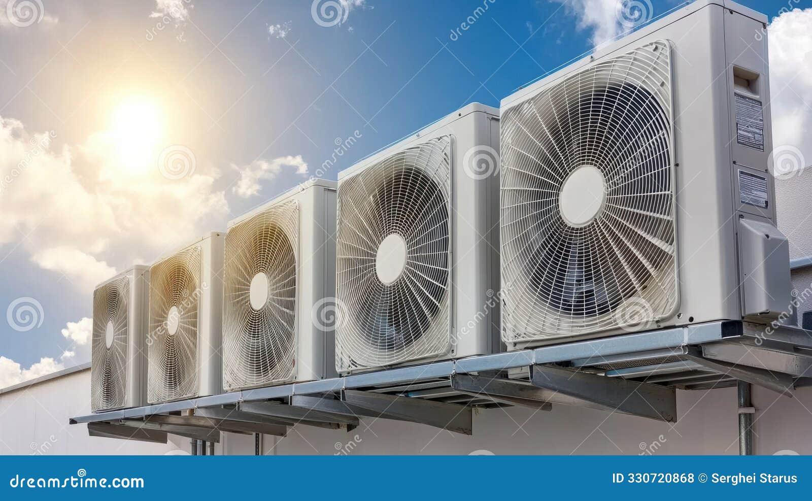 Three Air Conditioning Units are Mounted on a Building, AI Stock Photo ...