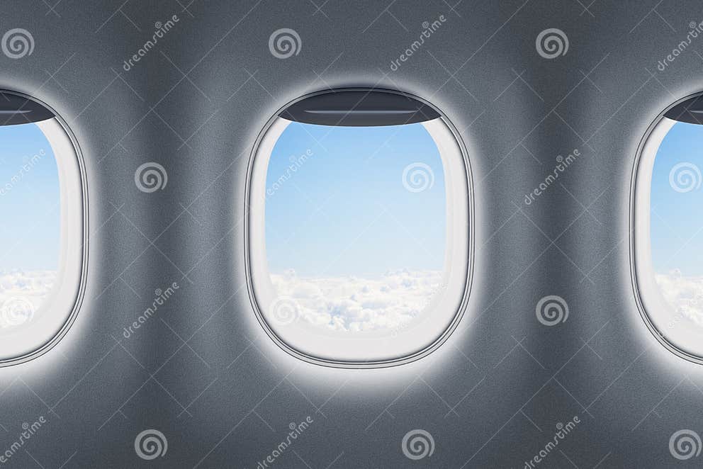 Three Airplane or Jet Windows Stock Photo - Image of single, design ...