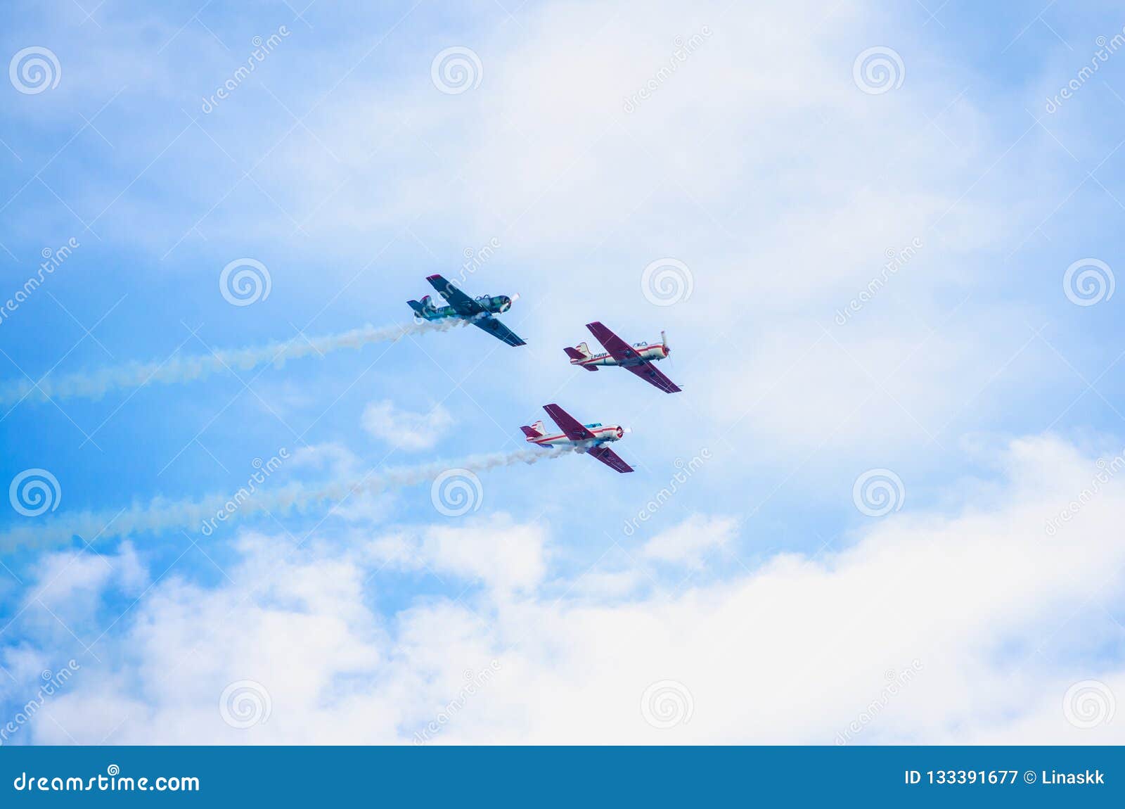 Three Airplanes in Blue Sky Editorial Photography - Image of travel ...