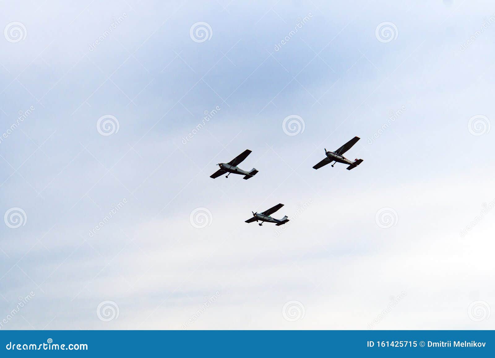 Three Airplanes Flying On Airshow, Performance, Skill Teamwork Royalty ...