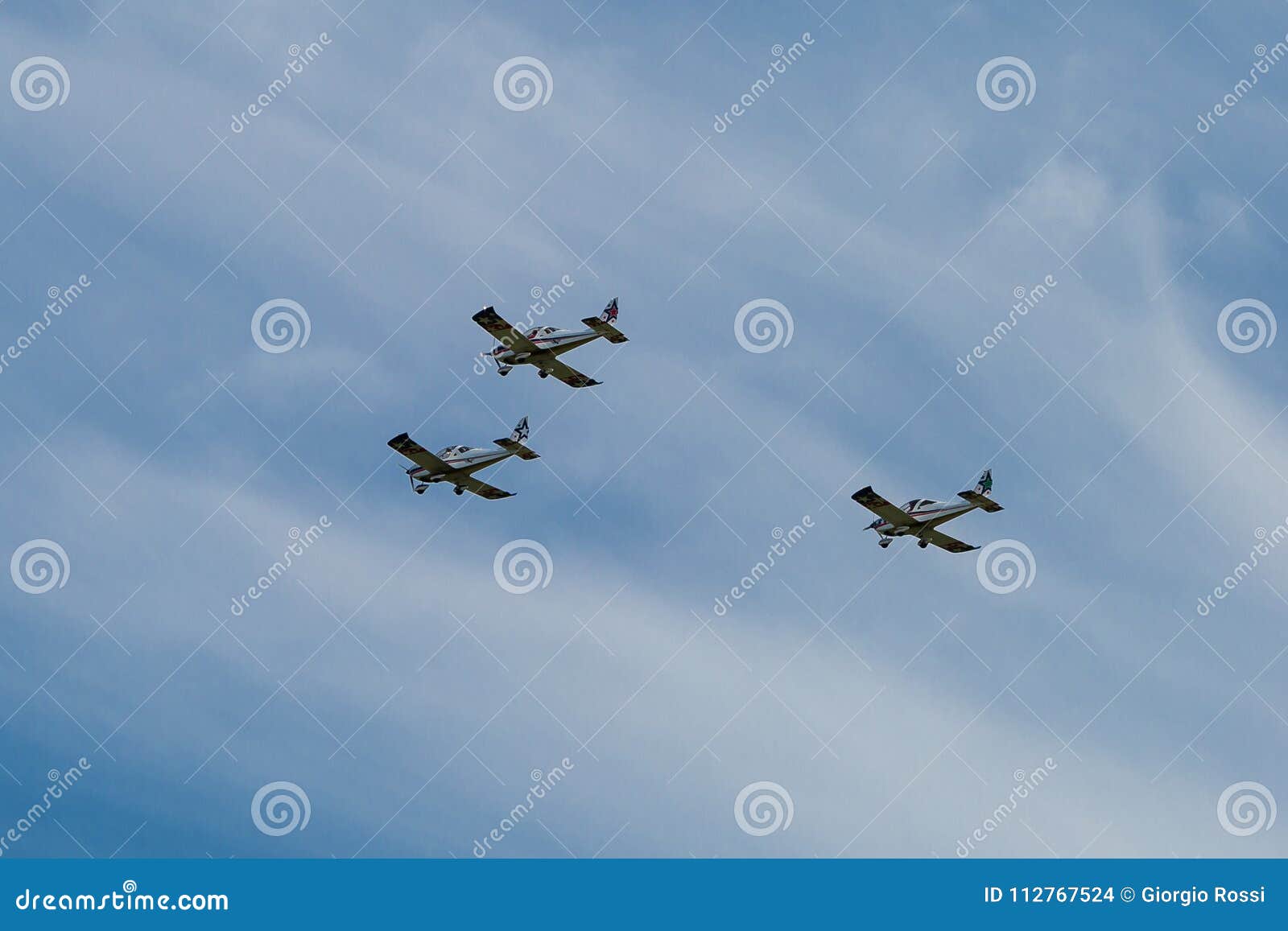 Three Airplanes Flying on Airshow, Performance, Skill and Teamwork ...