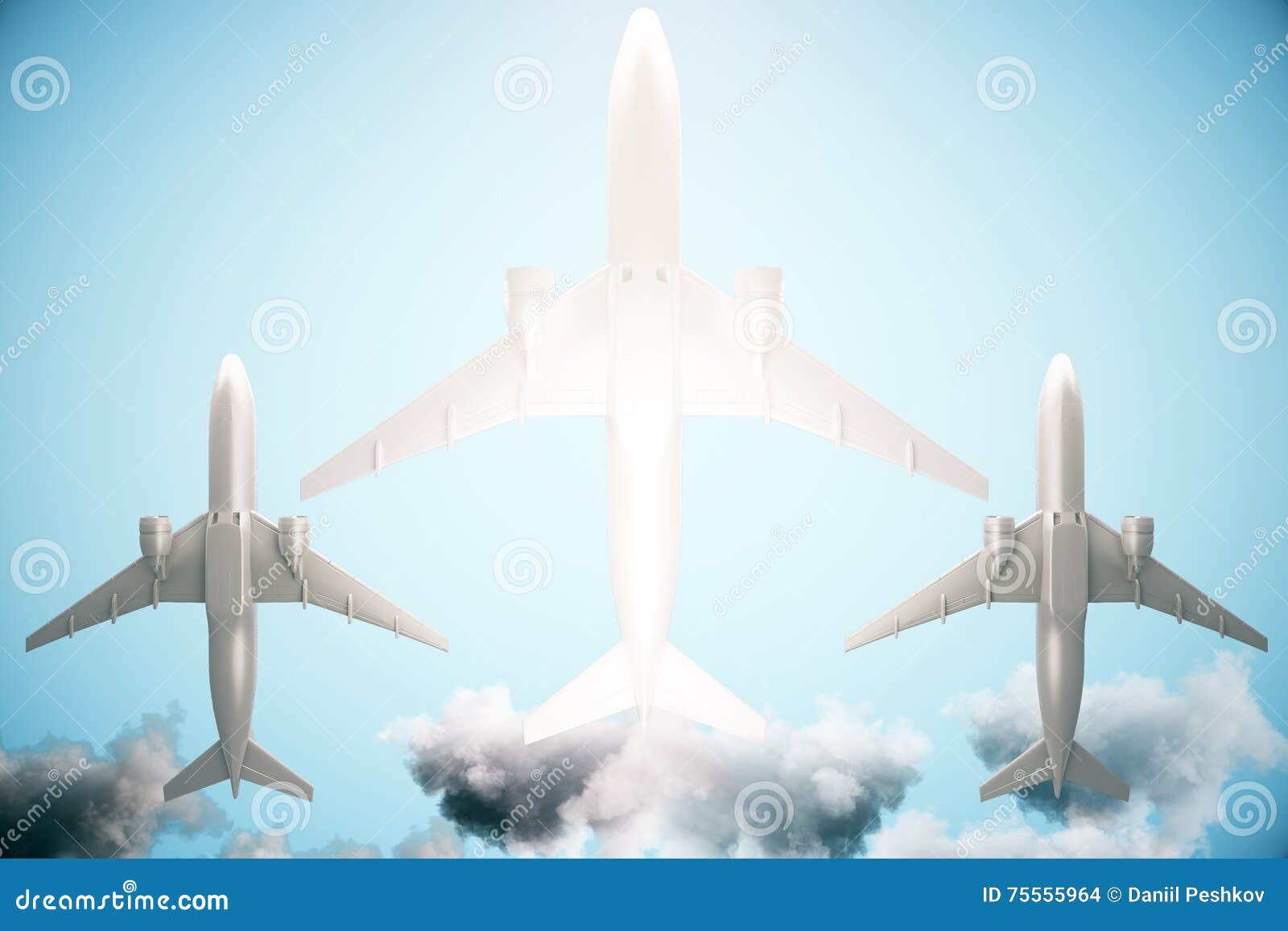 Three Airplanes on Sky Background Stock Illustration - Illustration of ...