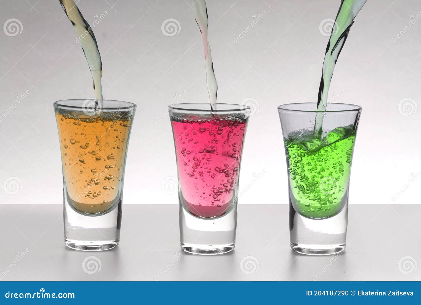 Three Alcoholic Multicolored Alcoholic Shots for Advertising Layout ...