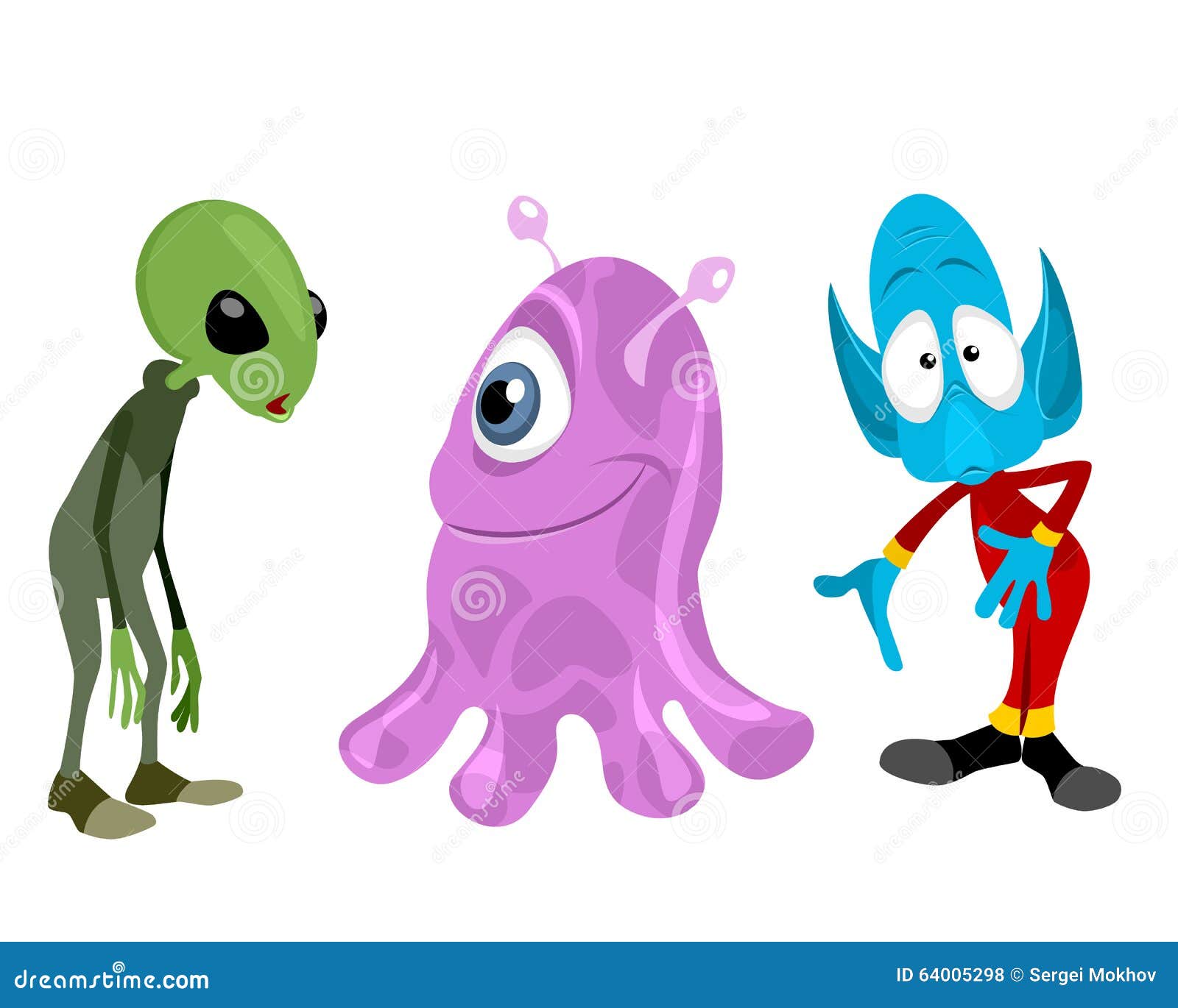 Three Aliens Set Vector Illustration | CartoonDealer.com #64005340