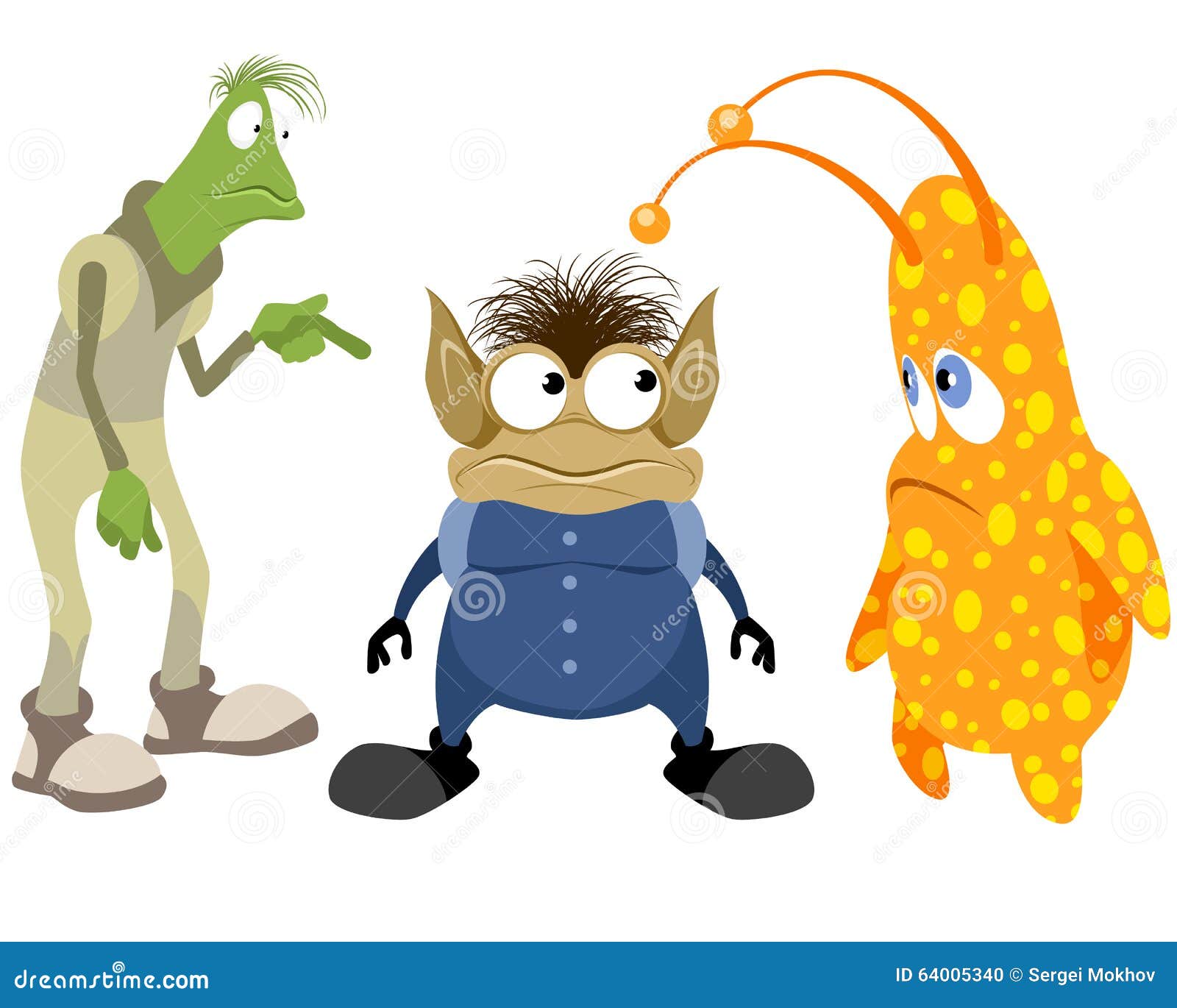 Three aliens set stock vector. Illustration of green - 64005340