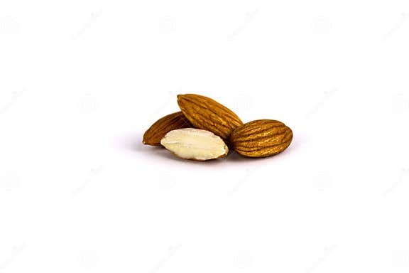 Three almonds and half stock image. Image of almond - 197042705
