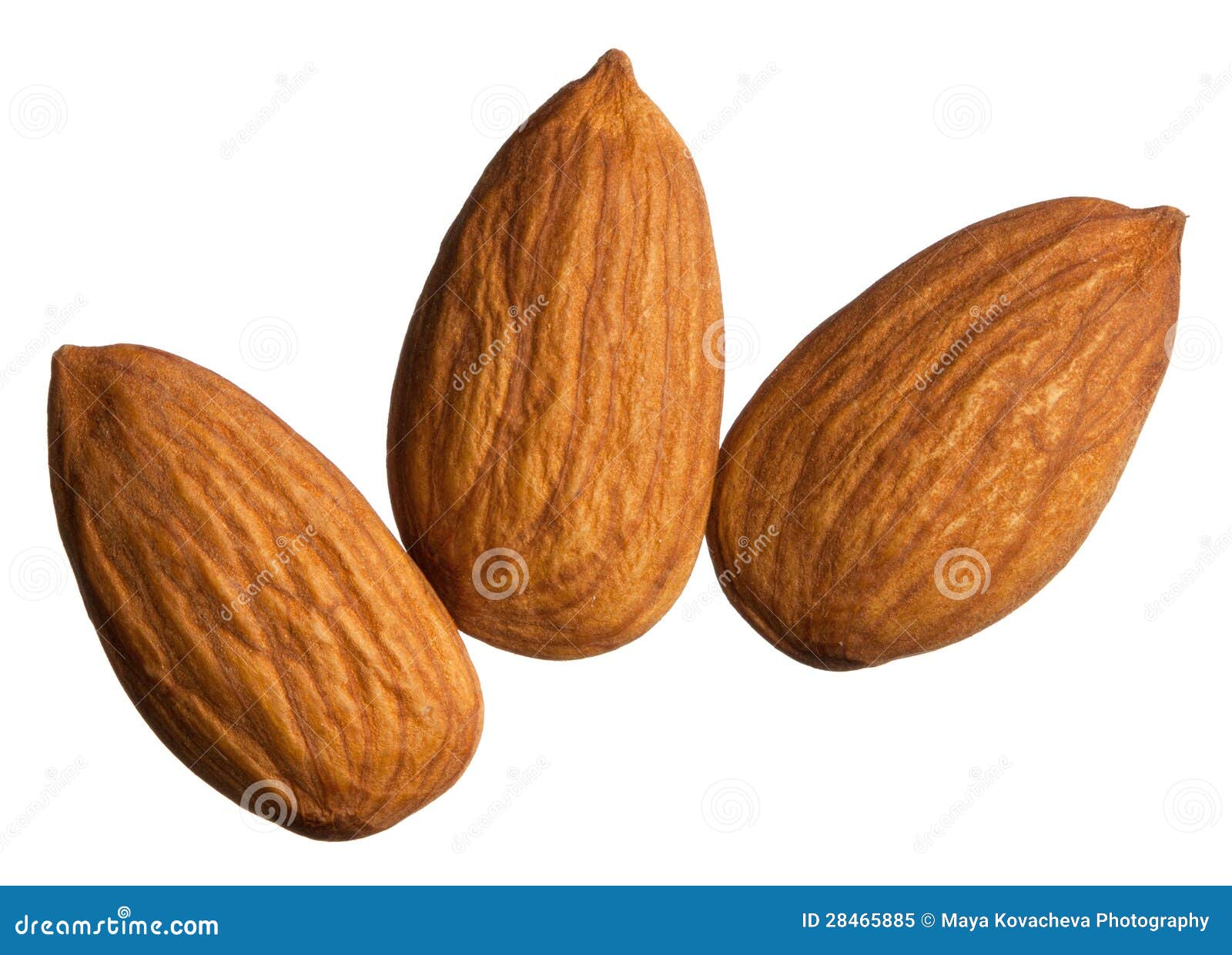 Three Almonds Isolated on White Stock Image - Image of isolated, macro ...
